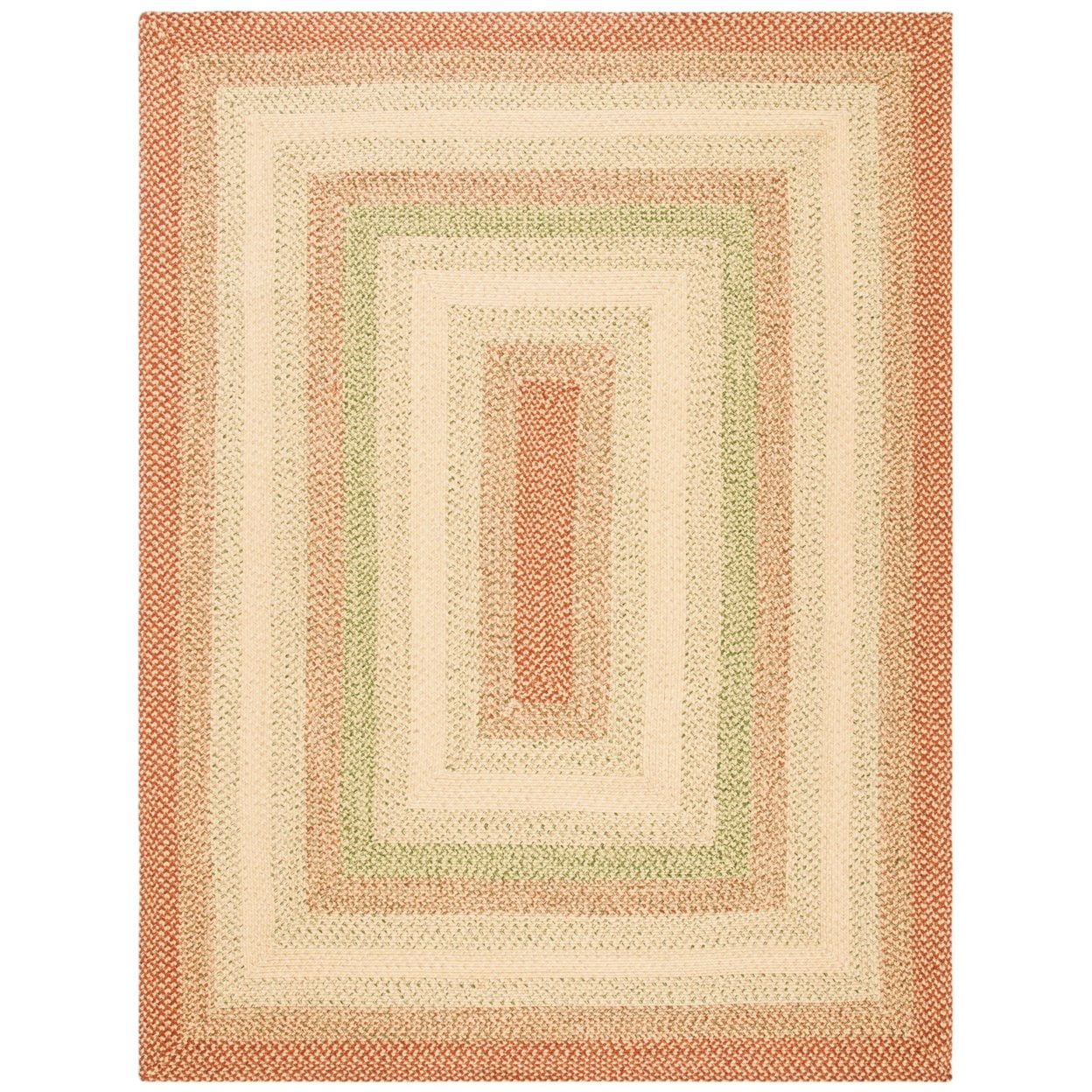Safavieh Braided 3'-0" x 3'-0" Square Hand Woven Rug in Rust / Green ...