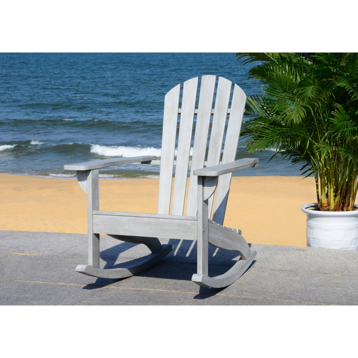 Safavieh Brizio Outdoor Adirondack Slat Back Rocking Chair - Grey Wash ...