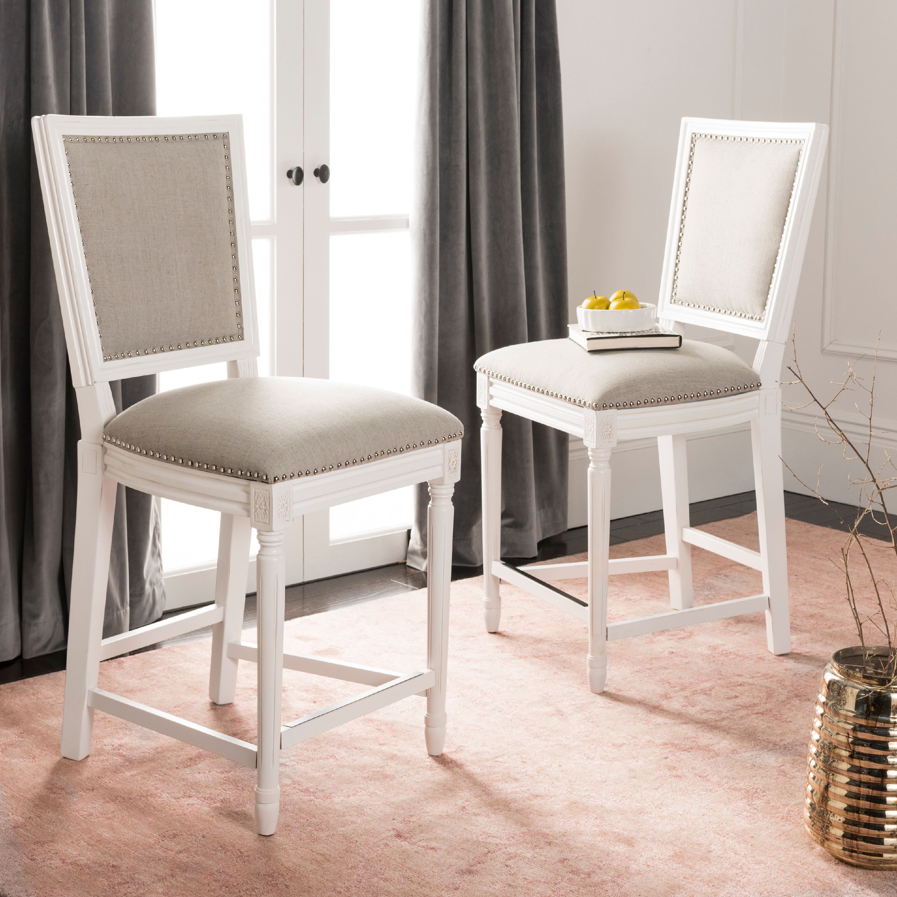 Safavieh Buchanan 26 in. H Upholstered Rectangle Counter Stool ...