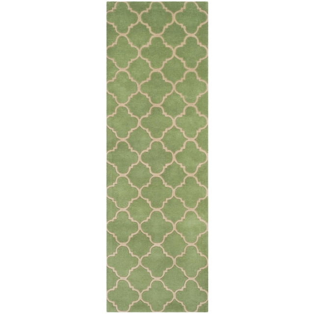 SAFAVIEH Chatham Clinton Geometric Wool Runner Rug, Green, 2'3" x 7 ...