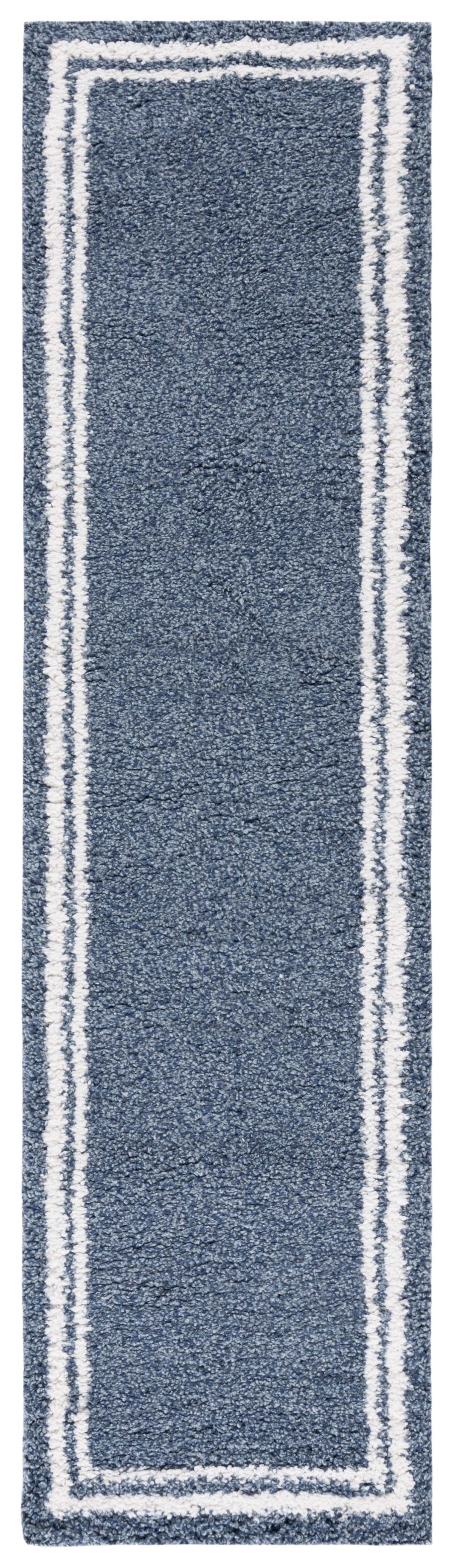 SAFAVIEH Calico Stojan Geometric Polyester Shag Runner Rug, Blue/Ivory ...