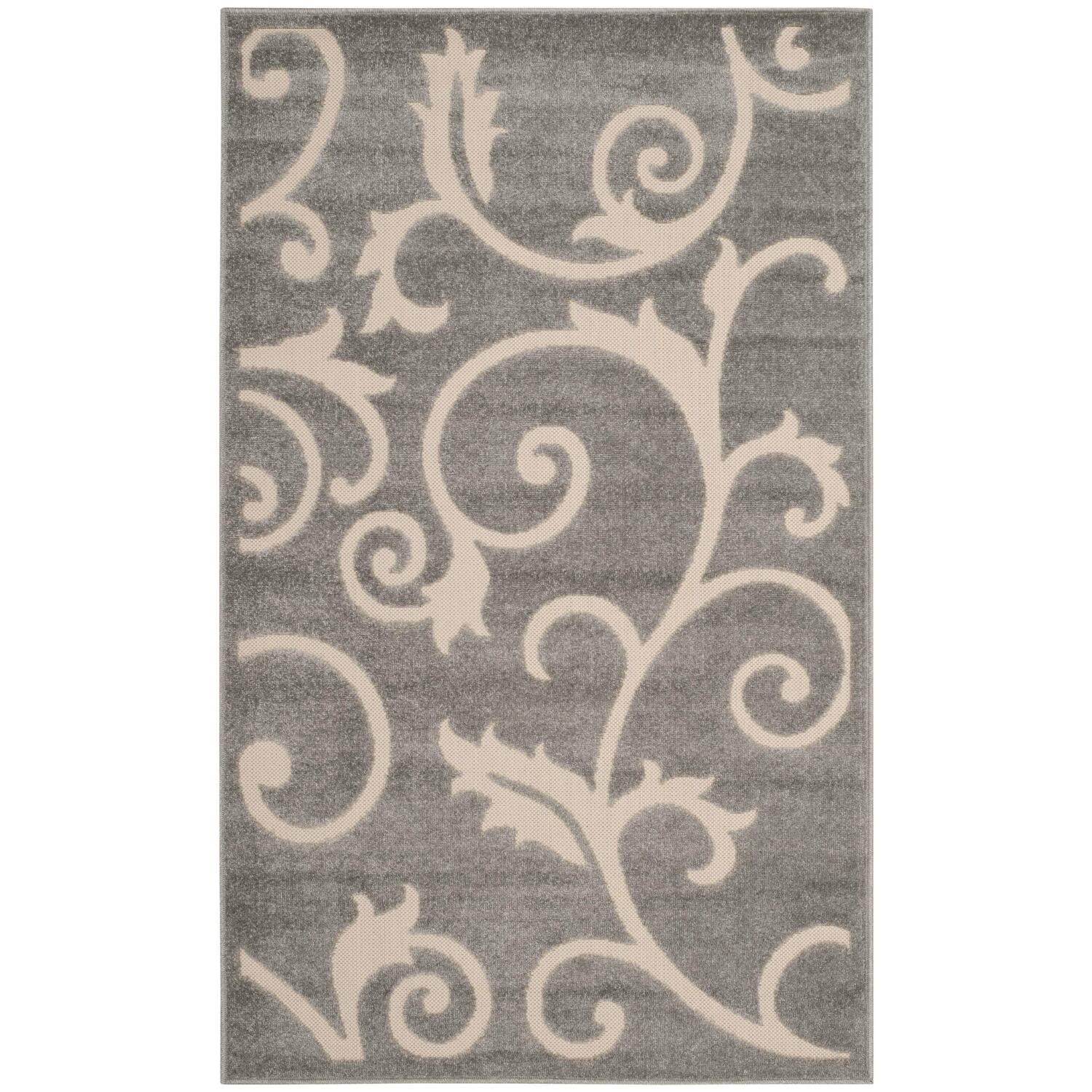 Cottage Grey/Cream Large Rectangle Rug-Color:Grey/Cream,Shape:Small ...