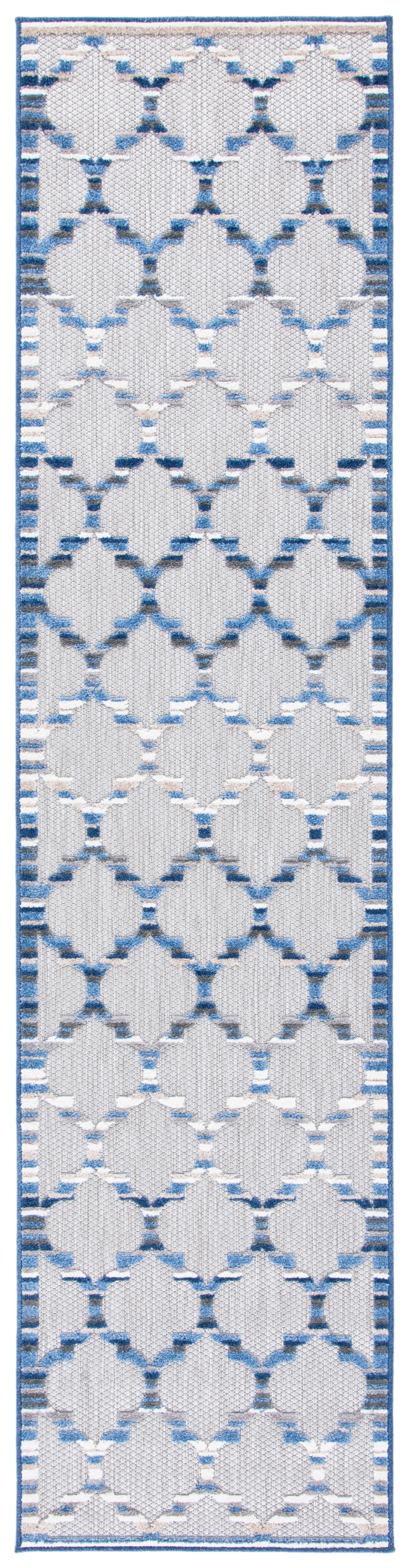 SAFAVIEH Cabana Burke Geometric Indoor/Outdoor Runner Rug, Grey/Blue, 2 ...