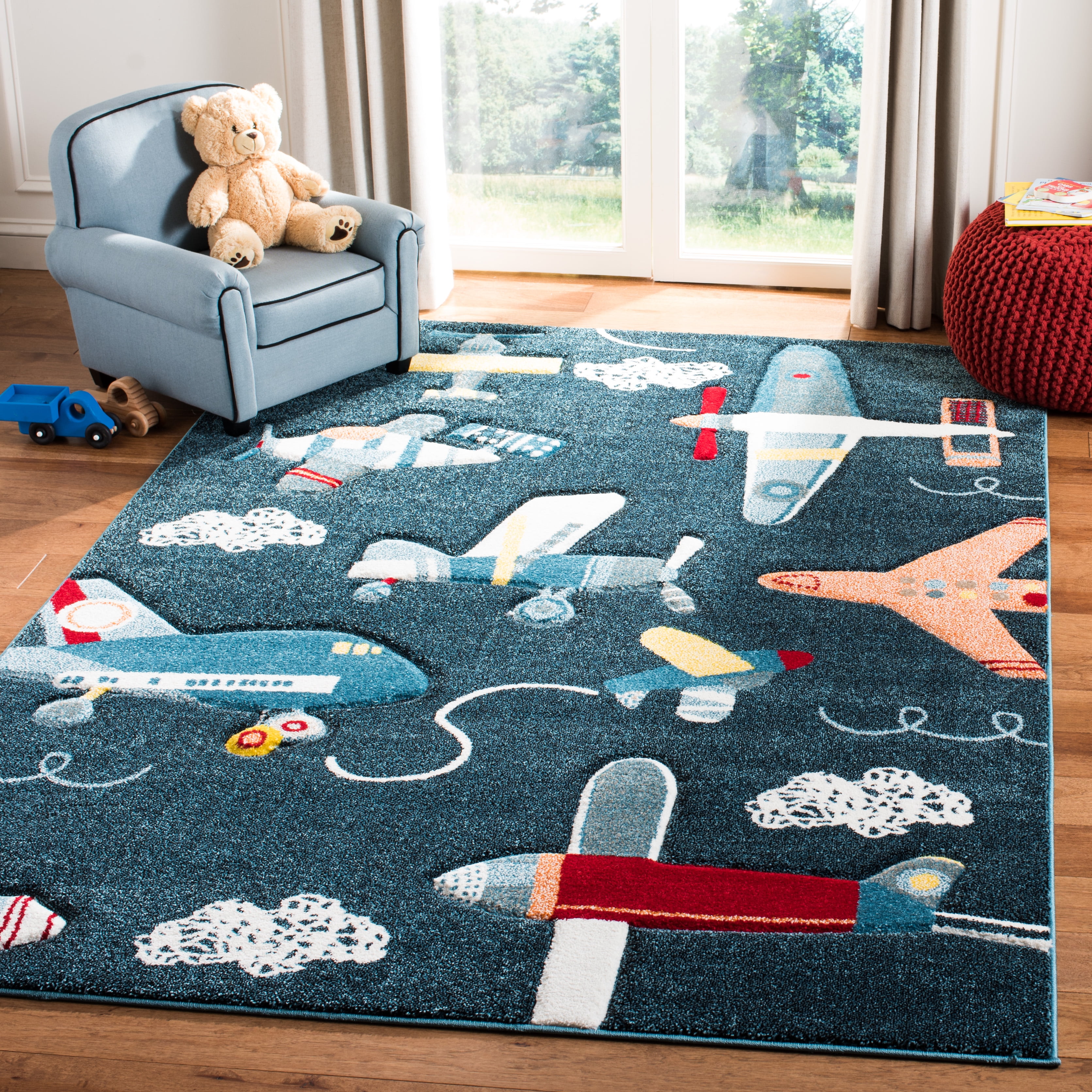 Safavieh Carousel Kids Ardak Airplane Rug Navy/Ivory 5'3" x 7'6" 5' x 8 ...