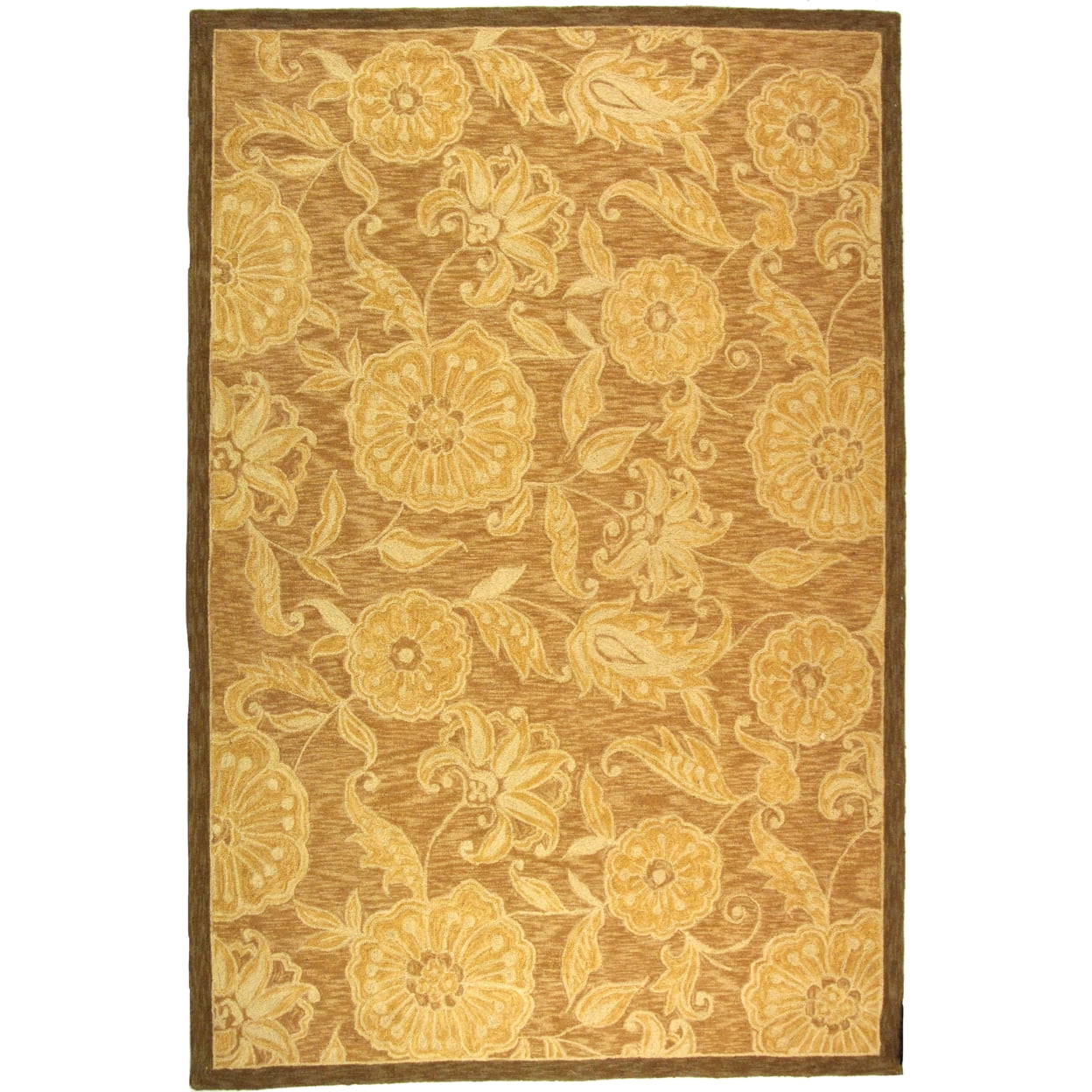 SAFAVIEH Chelsea Amaia Floral Wool Area Rug, Light Brown, 7'6" x 9'6 ...