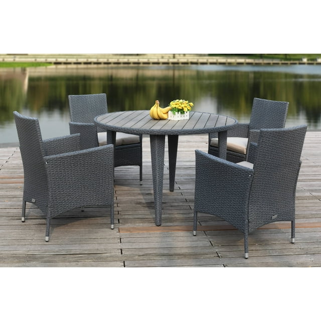 Safavieh Cooley Outdoor Contemporary Wicker 5 Piece Set with Cushion ...