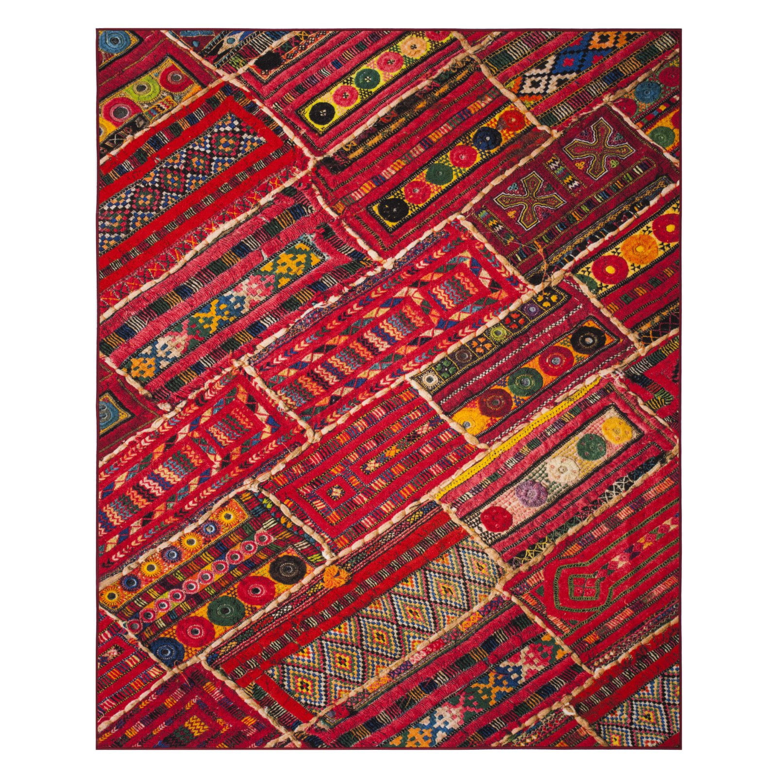 Aztec Coral/Multi Large Rectangle Rug-Color:Coral/Multi,Shape:Runner ...