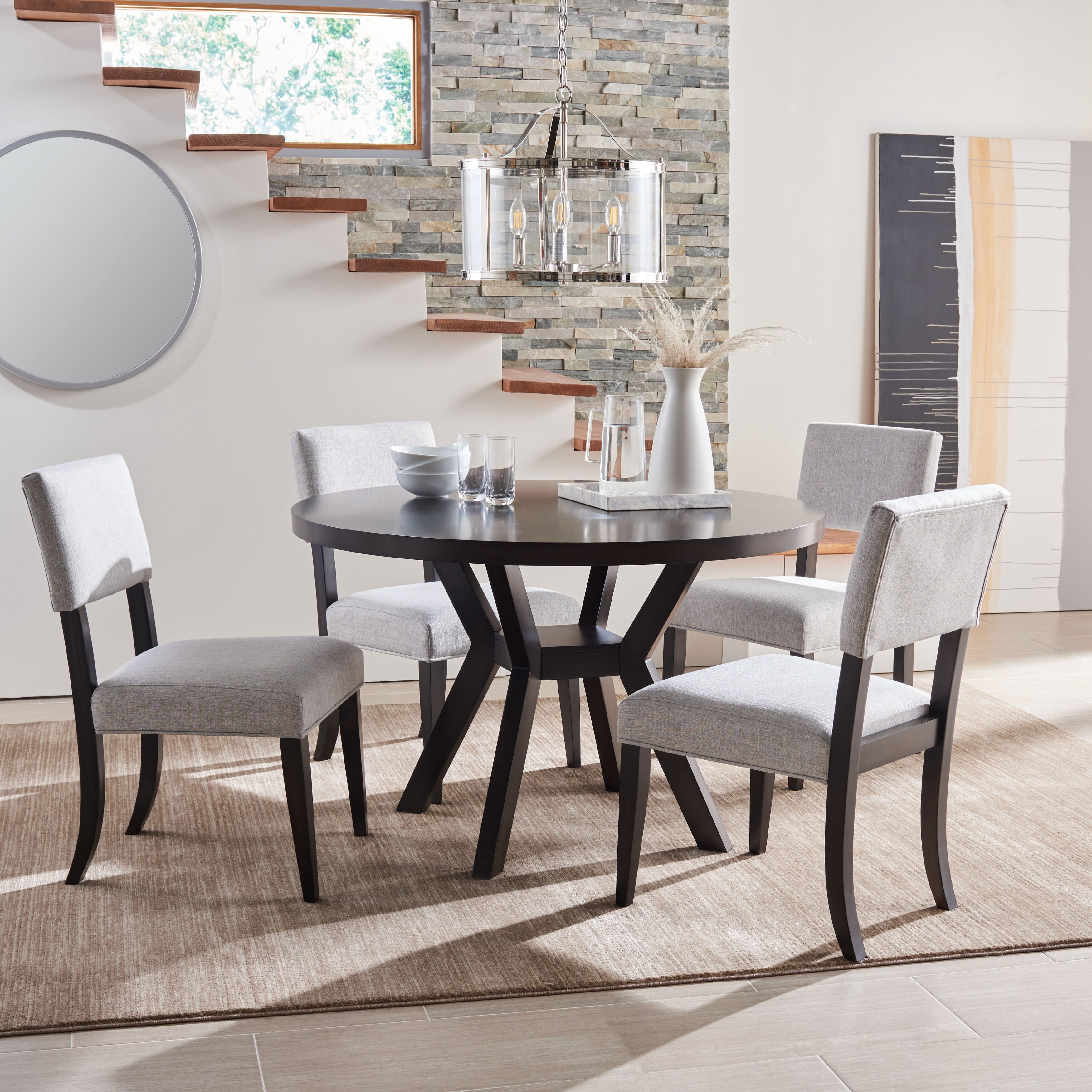 Safavieh Couture Luis Round Wood Dining Table. Black 48 IN W x 48 IN D ...