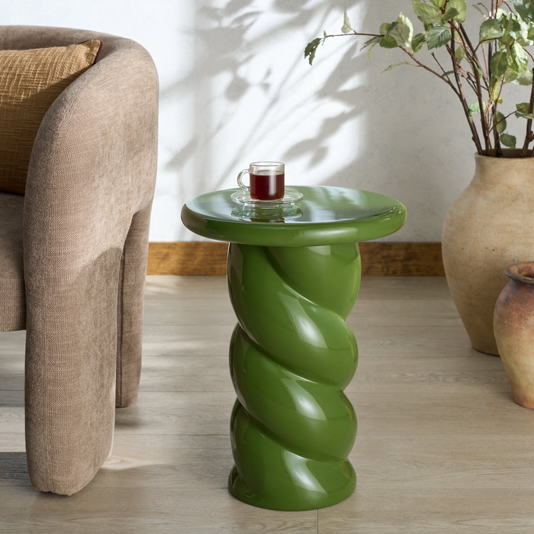 Safavieh Couture Noelly Modern Concrete Round End Table, Olive Green ...