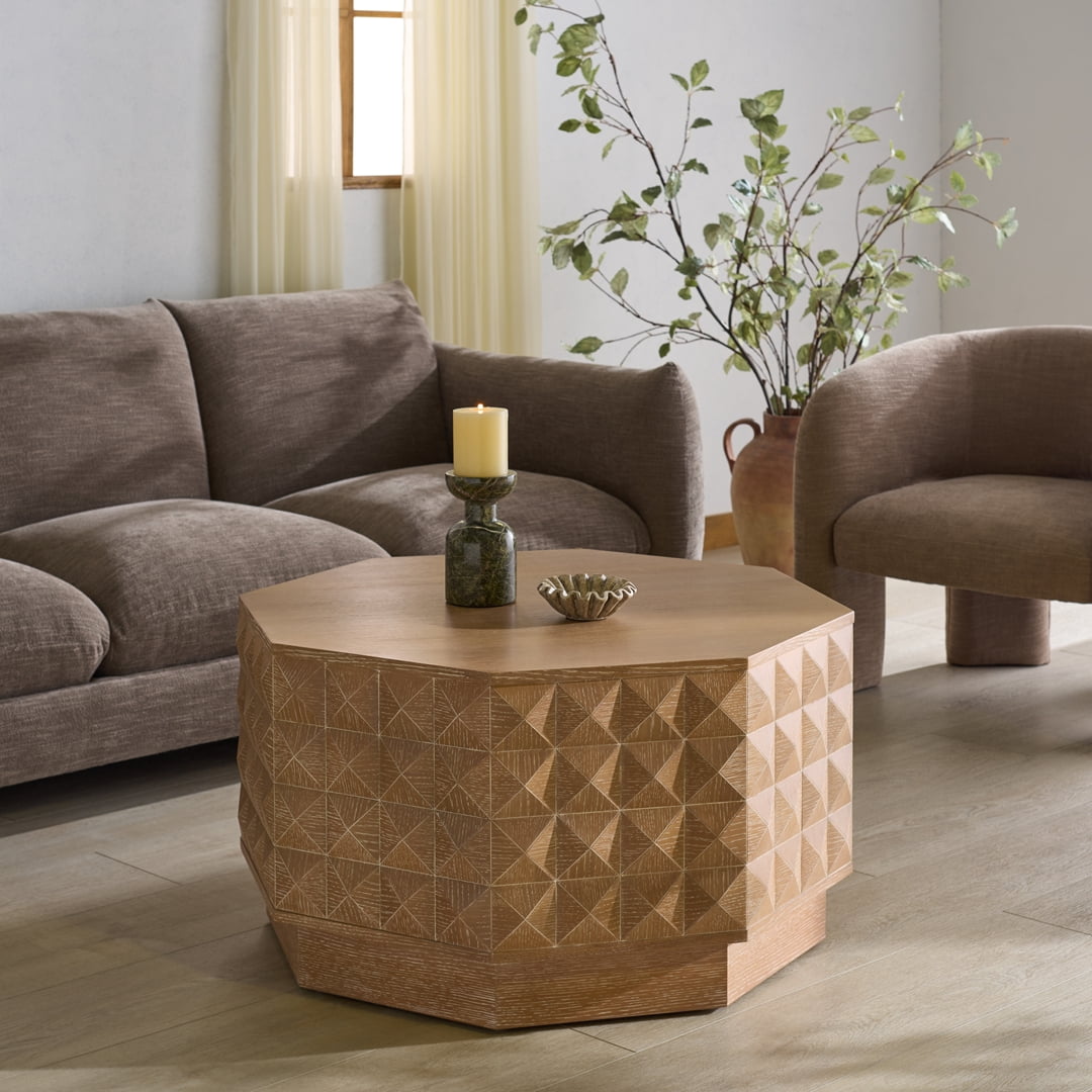 Safavieh Couture Patty Wood Octagon Modern Coffee Table, Natural ...