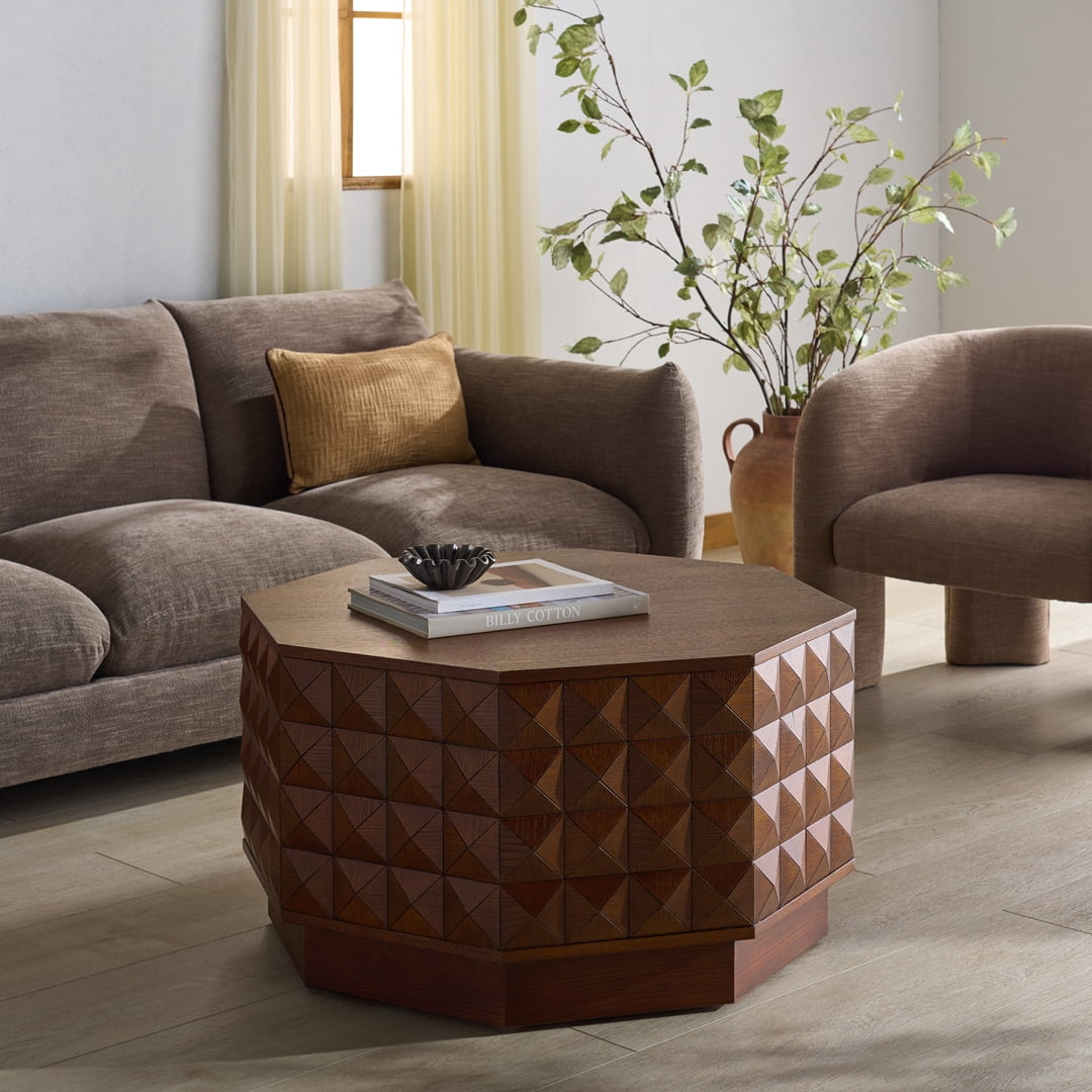 Safavieh Couture Patty Wood Octagon Modern Coffee Table, Walnut ...
