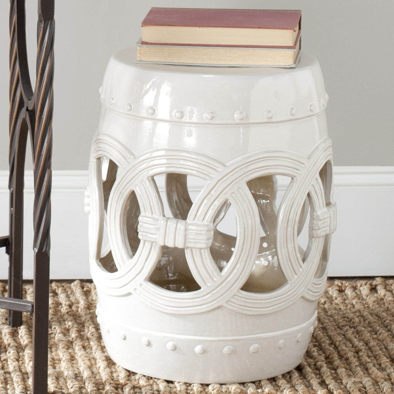 Safavieh Double Coin Indoor/Outdoor Garden Patio Stool, White - Walmart.com