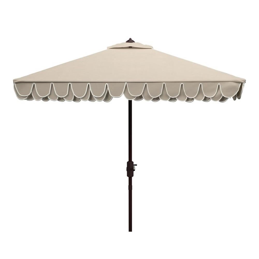 Safavieh Elegant Valance 7.5ft Square Metal/Polyester Umbrella in Beige ...
