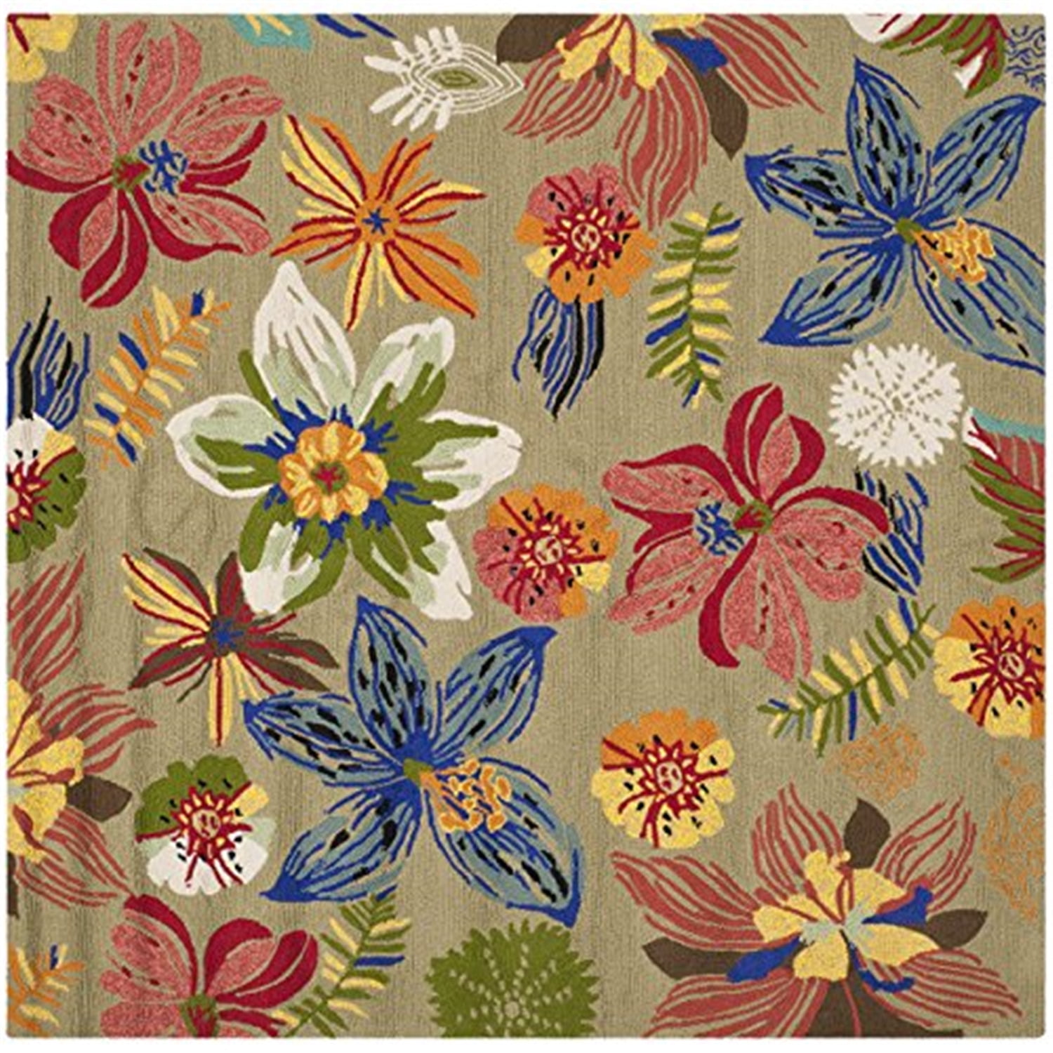 Country & Floral Rug - Four Seasons Polypropylene -Light Olive/Green ...