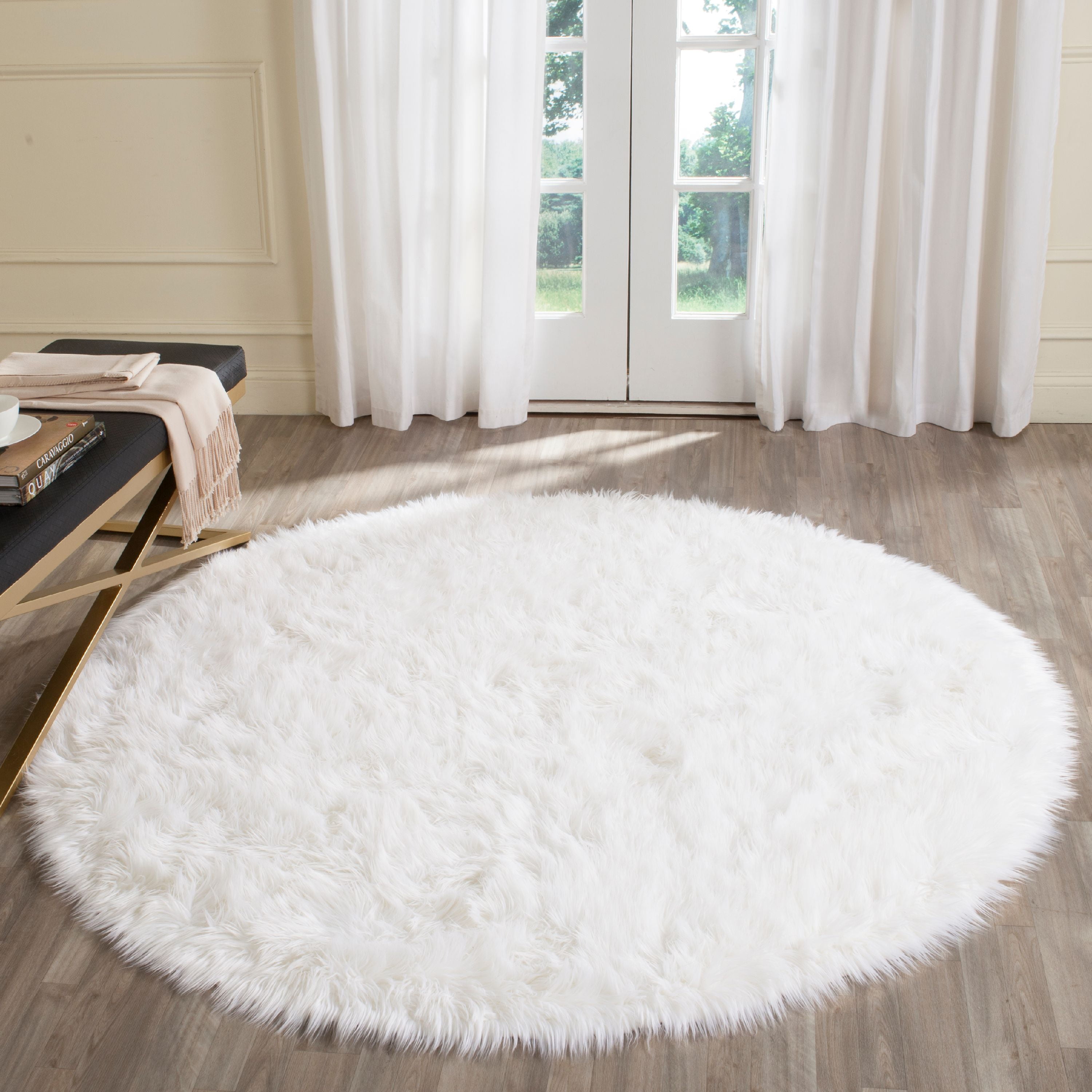 Safavieh Faux Sheep Skin Vesna Solid Plush Round Area Rug - Walmart.com