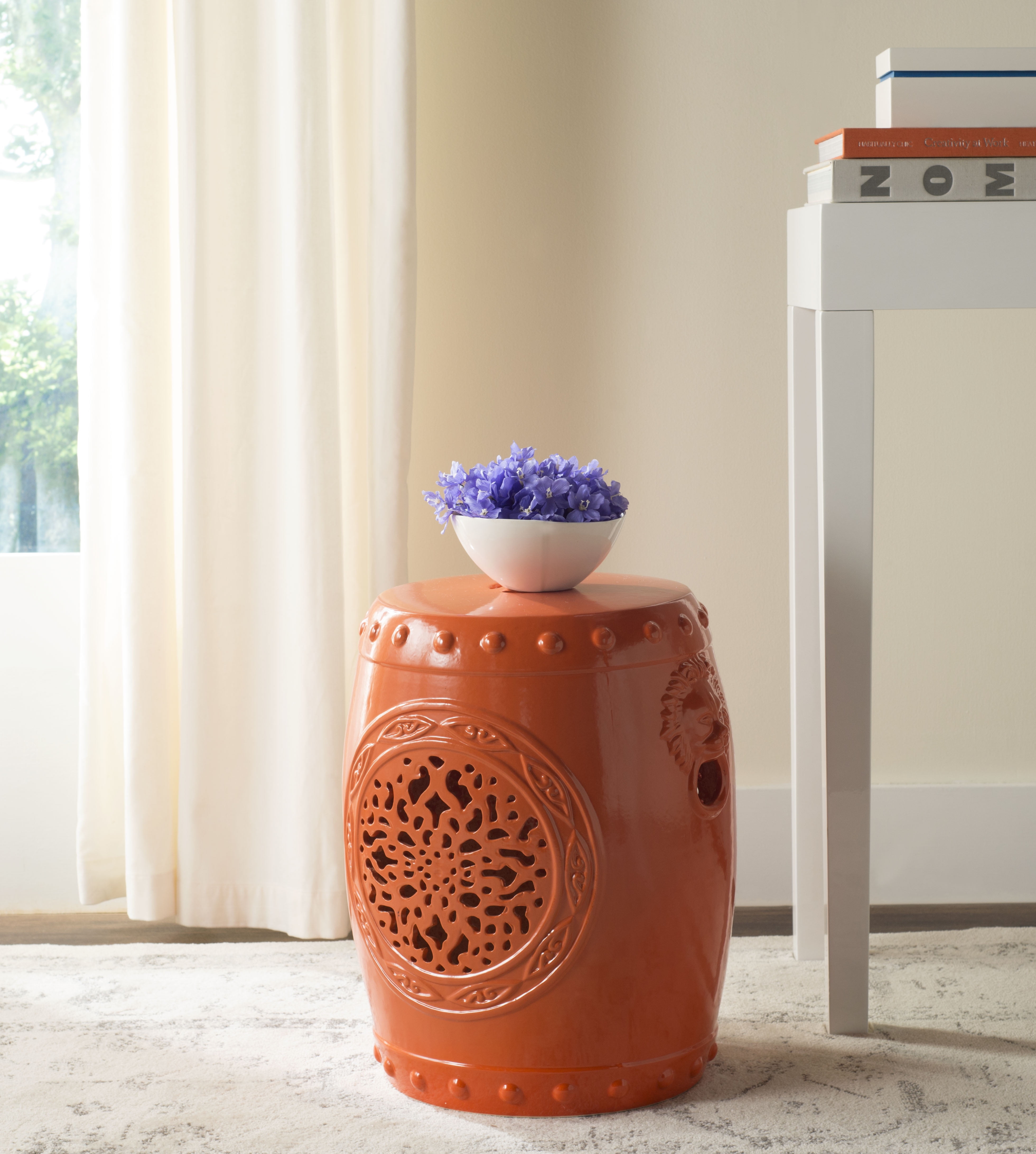 Safavieh Flower Drum Garden Stool Orange
