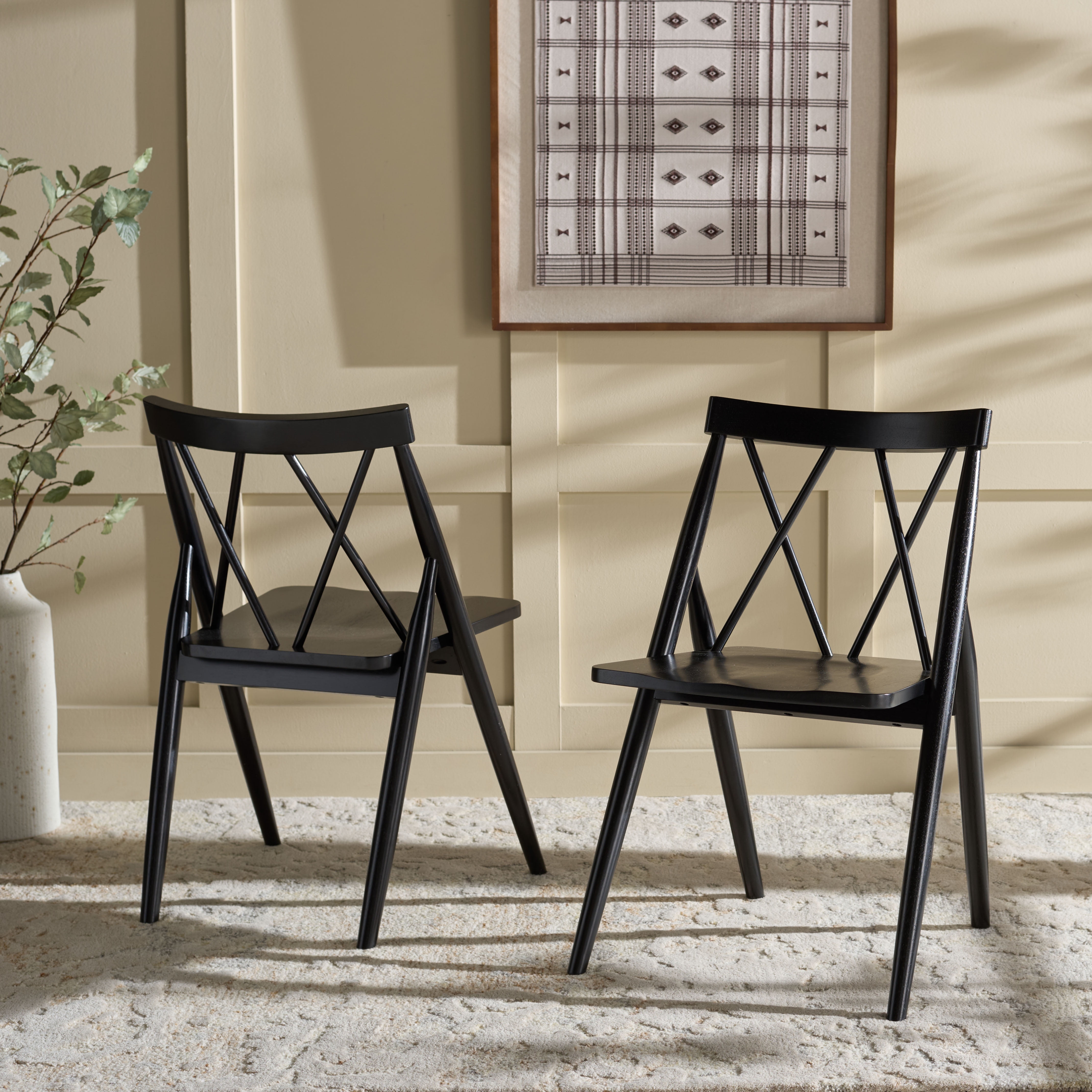 Safavieh Gayle Farmhouse Wood Dining Side Chairs, Black (Set of 2 ...