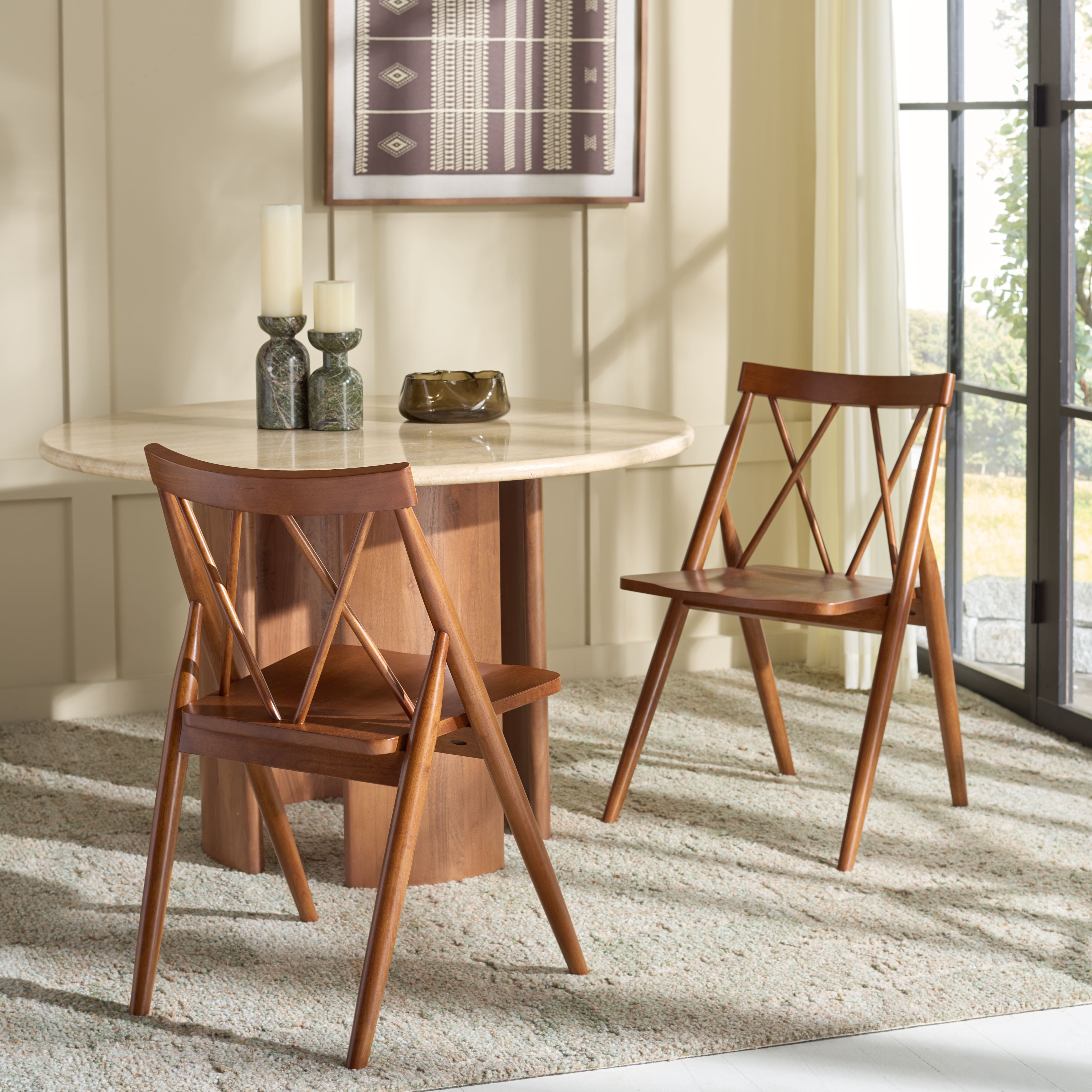 Safavieh Gayle Farmhouse Wood Dining Side Chairs, Walnut (Set of 2 ...