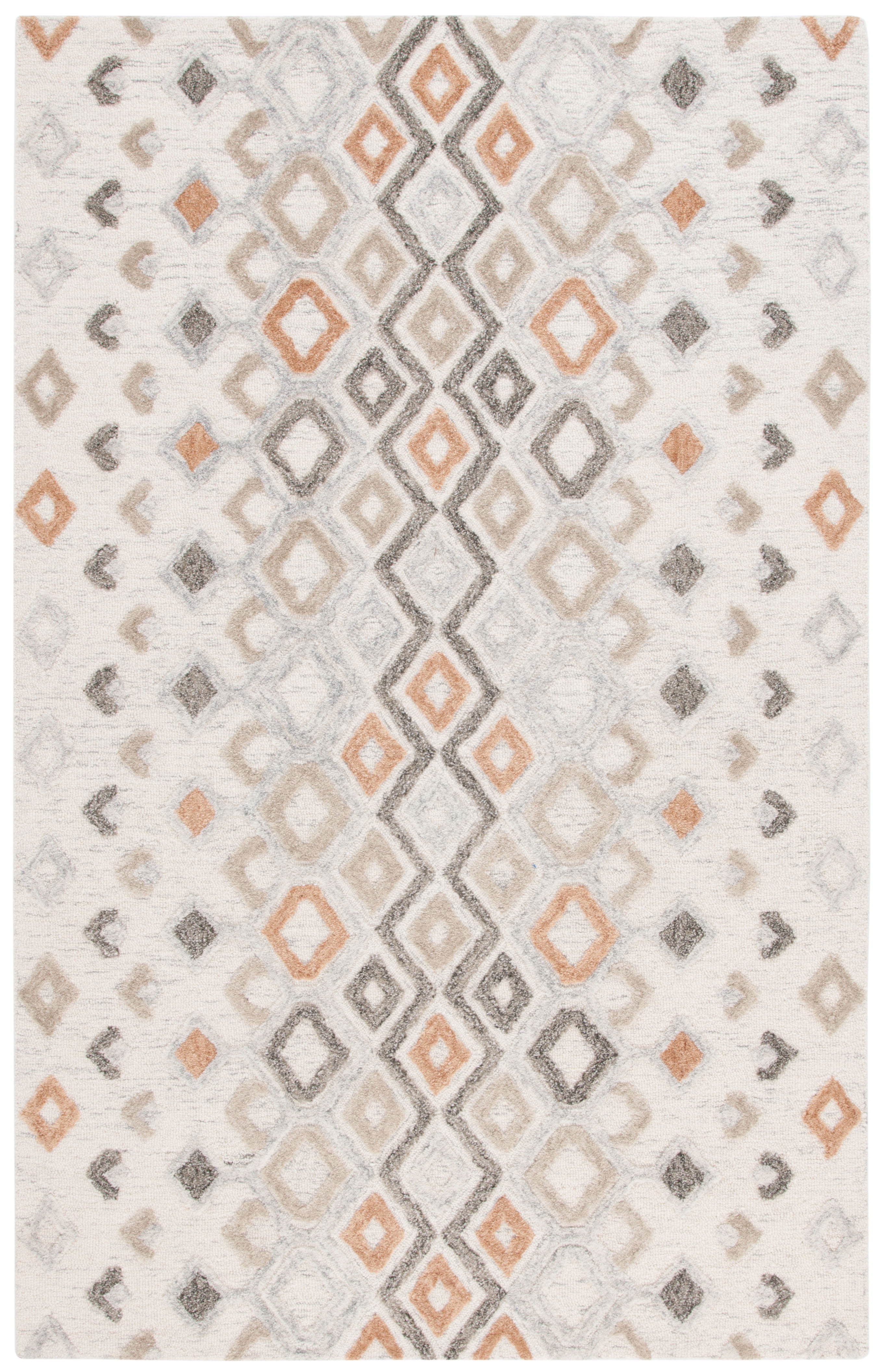 SAFAVIEH Casablanca Regina Moroccan Area Rug, Ivory/Rust, 5' x 8 ...