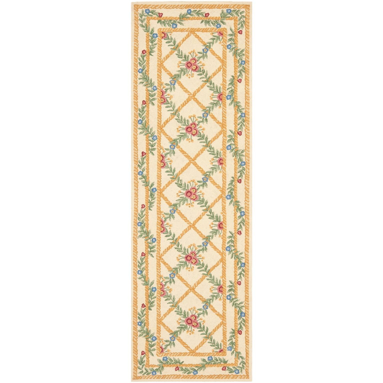 Safavieh Hand-hooked Trellis Ivory Wool Rug 2'6" x 12' 12' Runner ...