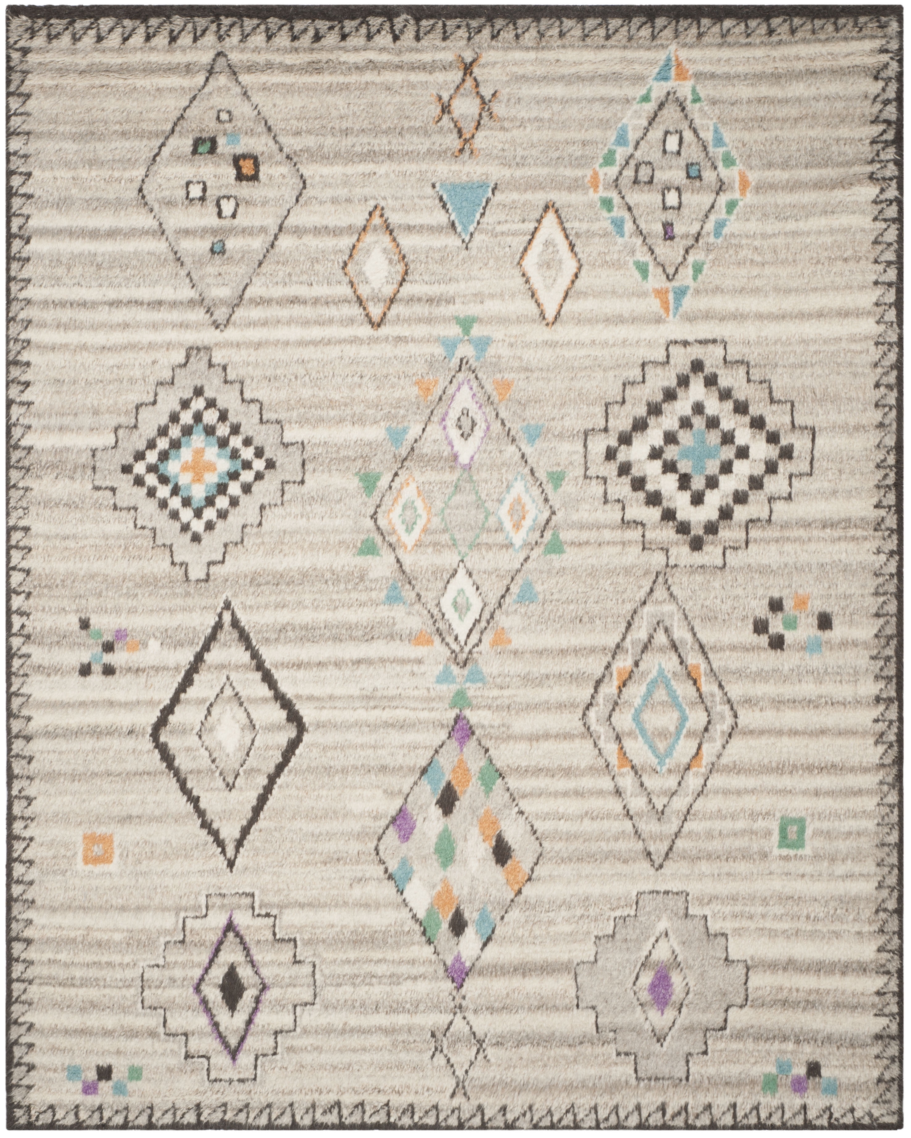 SAFAVIEH Kenya Jefferson Moroccan Area Rug, Natural/Multi, 9' x 12 ...