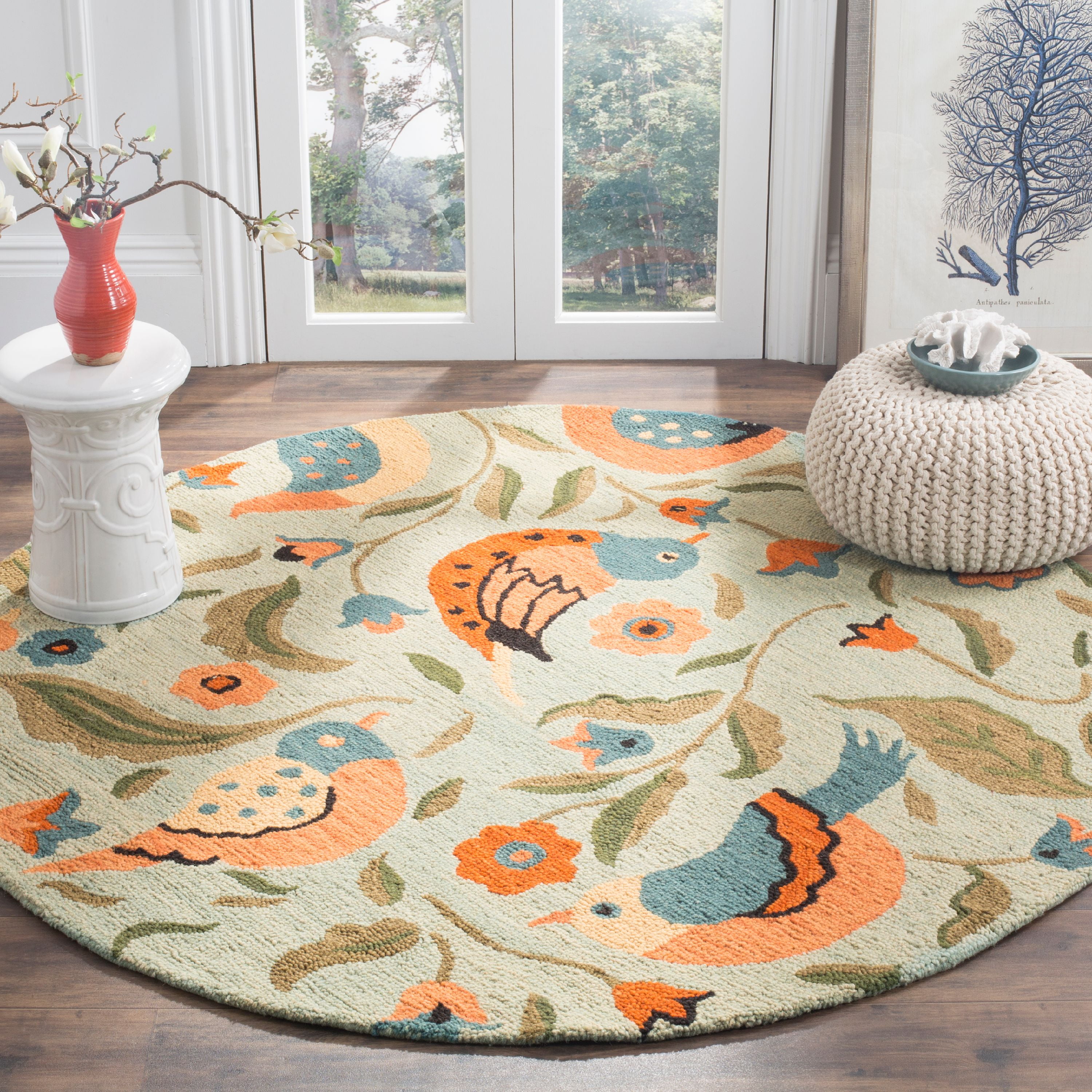 Safavieh Handmade Blossom Sage Green Wool Rug 4' x 4' Round 4' Round ...