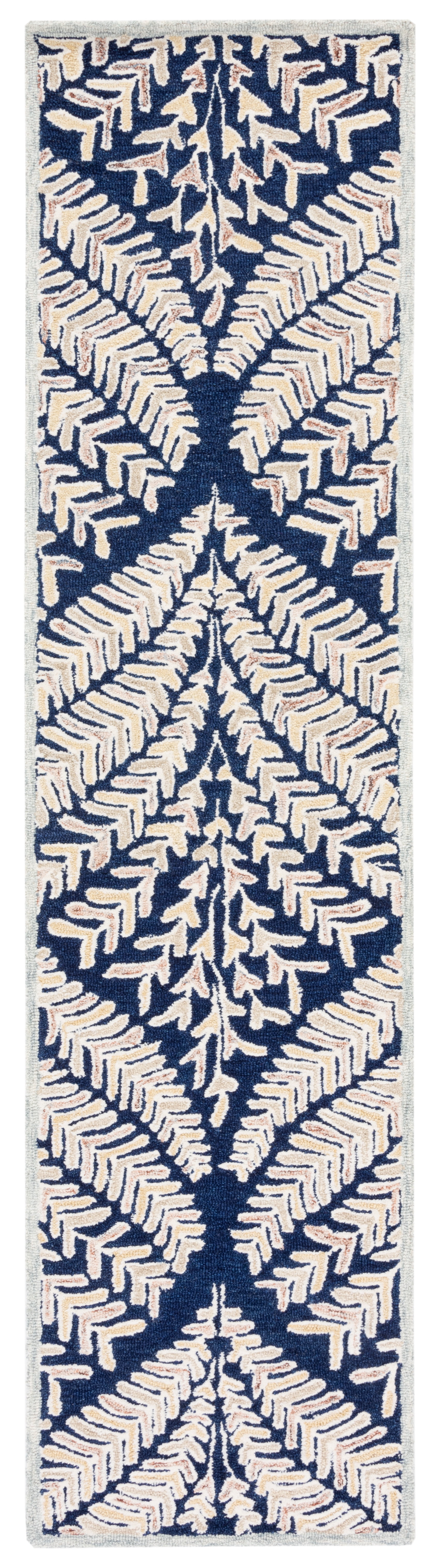 SAFAVIEH Capri Proinsias Leaves Wool Runner Rug, Navy/Ivory, 2'3" x 11' - Walmart.com