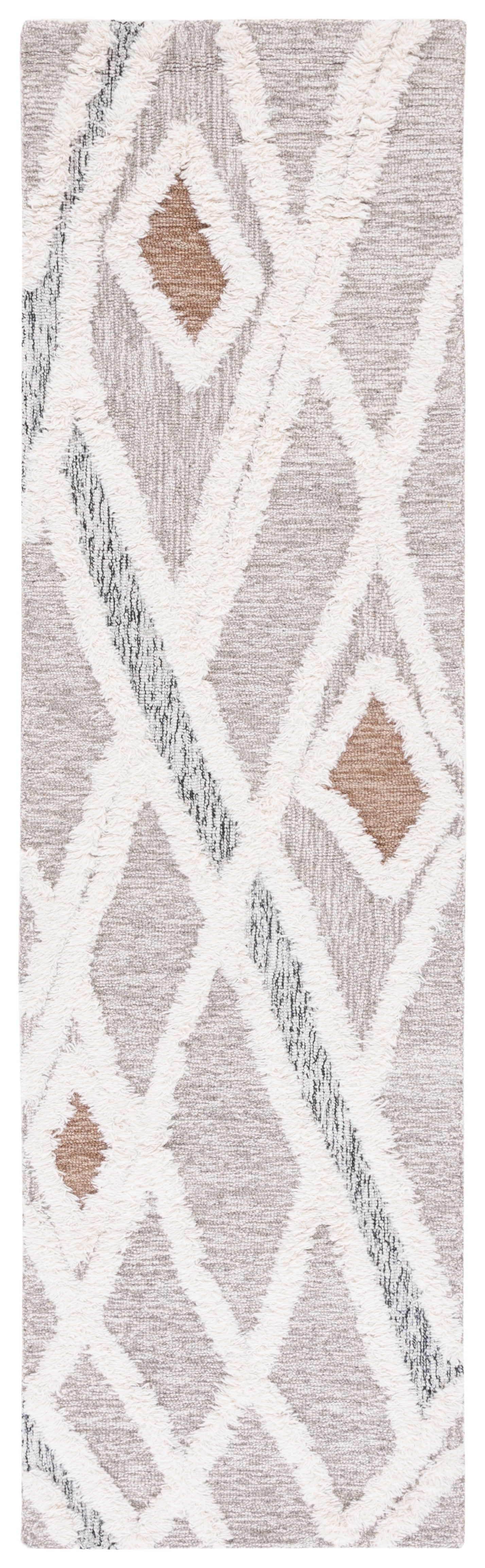 SAFAVIEH Casablanca Amelia Diamond Runner Rug, Grey/Ivory, 2'3" x 6 ...