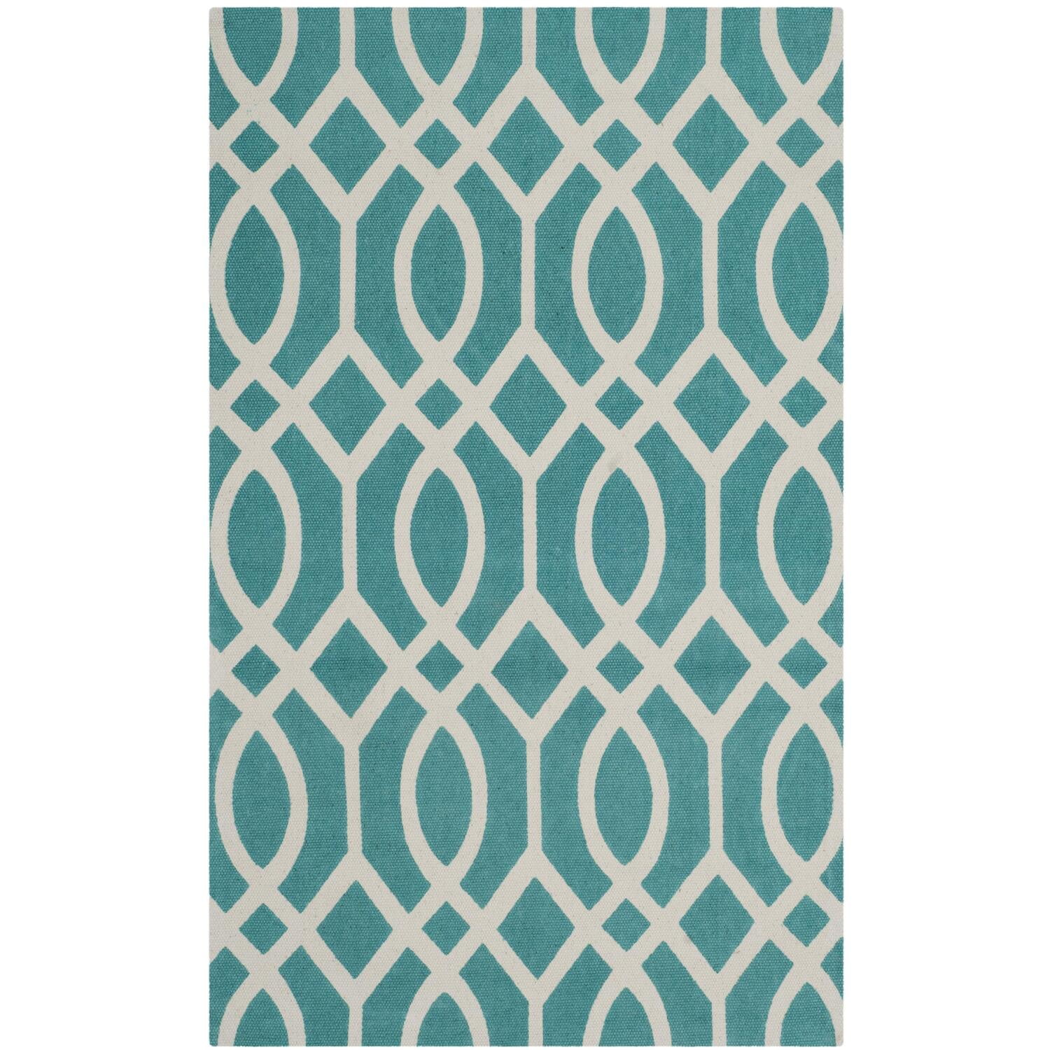 SAFAVIEH Cedar Brook Dubhan Geometric Cotton Area Rug, Light Teal/Ivory ...