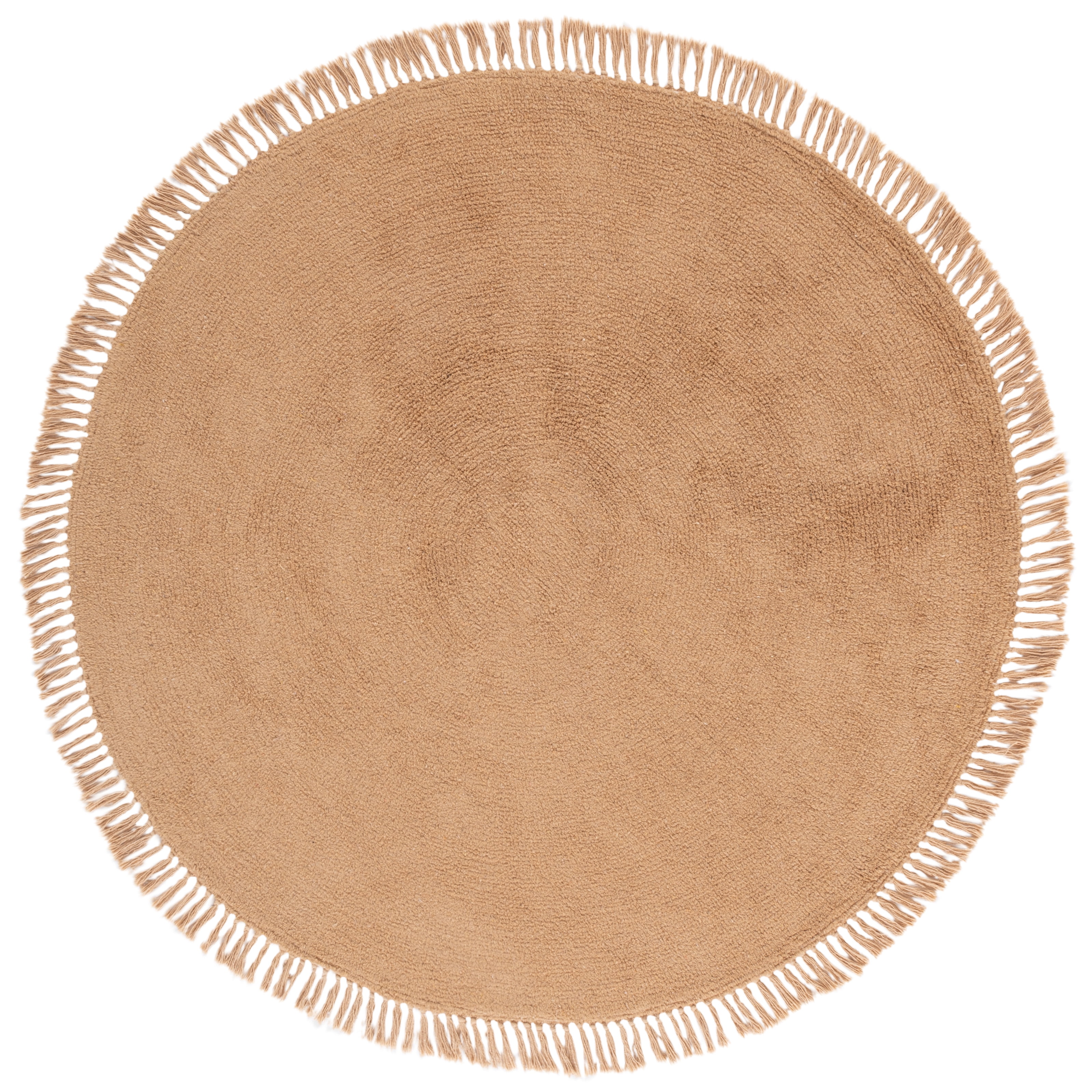 SAFAVIEH Easy Care Frosina Solid Area Rug, Light Brown, 5' x 5' Round ...