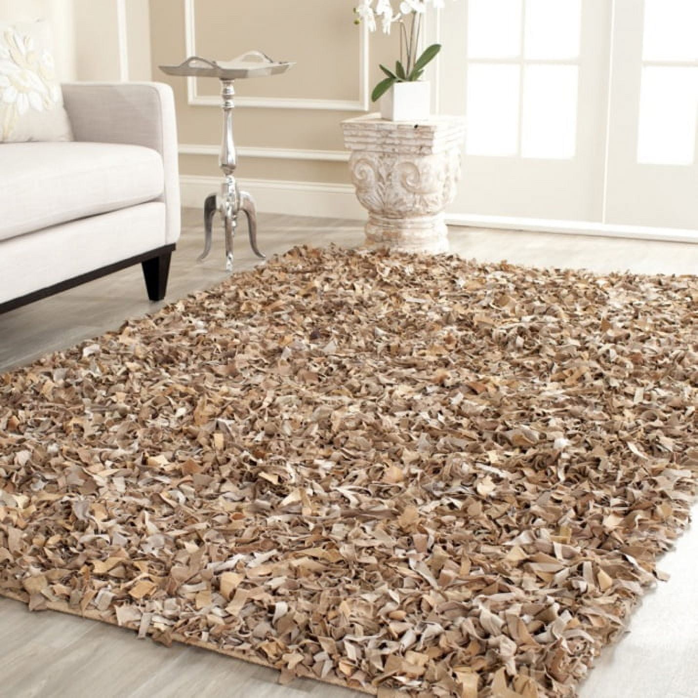 Safavieh Handmade Metro Beige Suede Leather Metro Shag Rug - Walmart.com