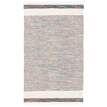 SAFAVIEH Rag Skylar Striped Cotton Runner Rug, Turquoise/Multi, 2'3" x ...
