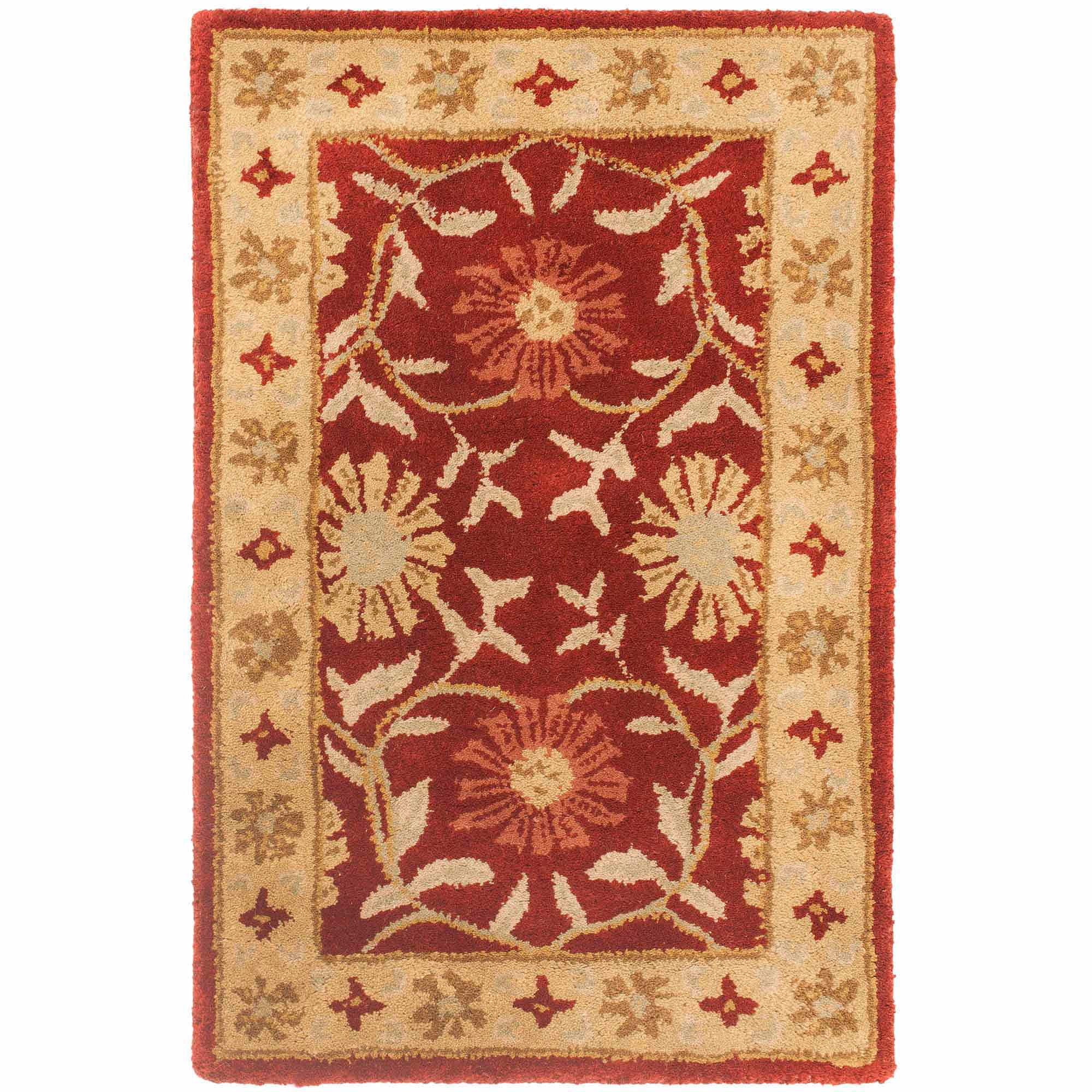 SAFAVIEH Heritage Mide Traditional Wool Area Rug, Red/Beige, 2' x 3 ...