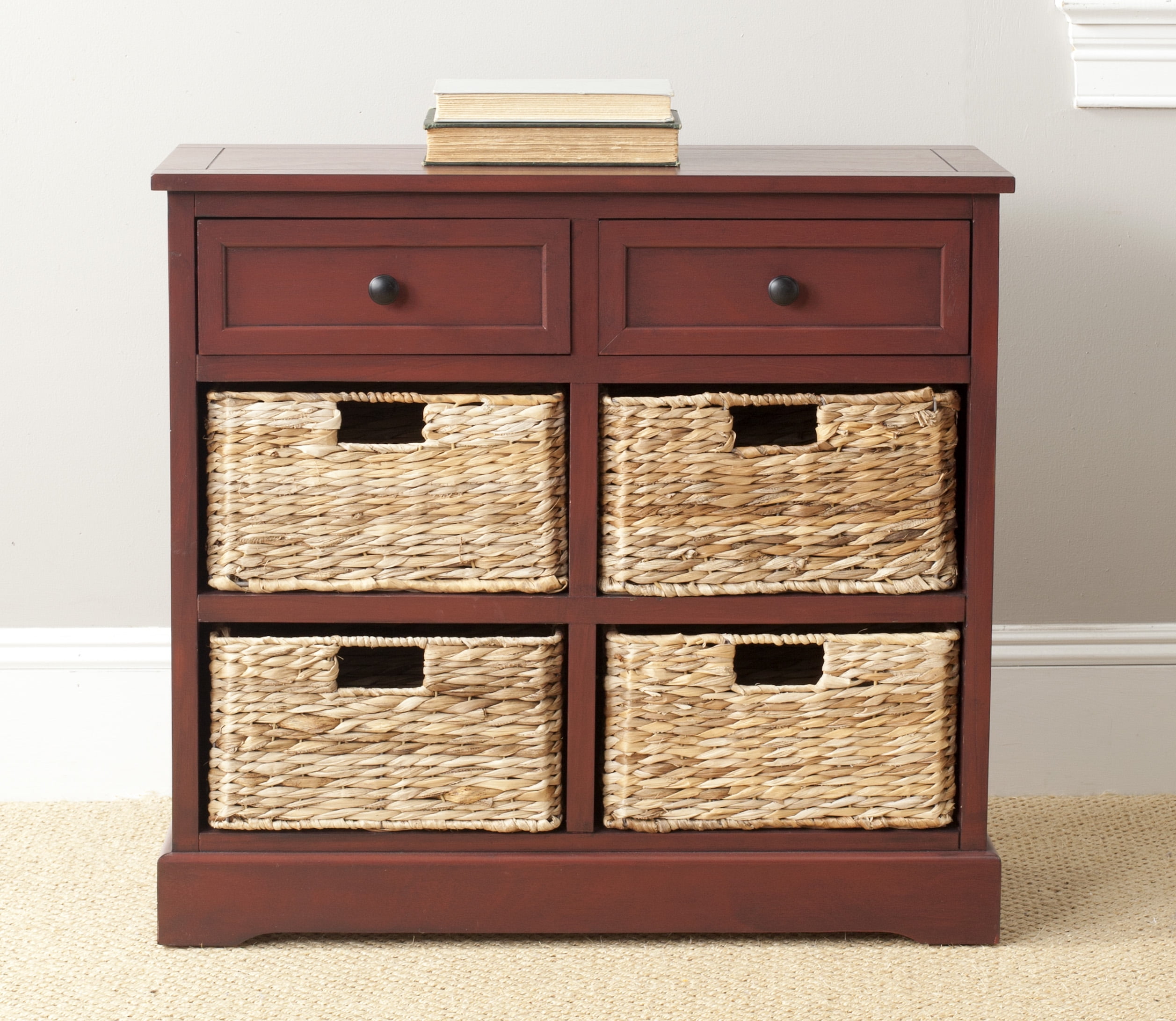 Safavieh Herman 2-Drawer Storage Unit with 4 Wicker Baskets - Walmart.com