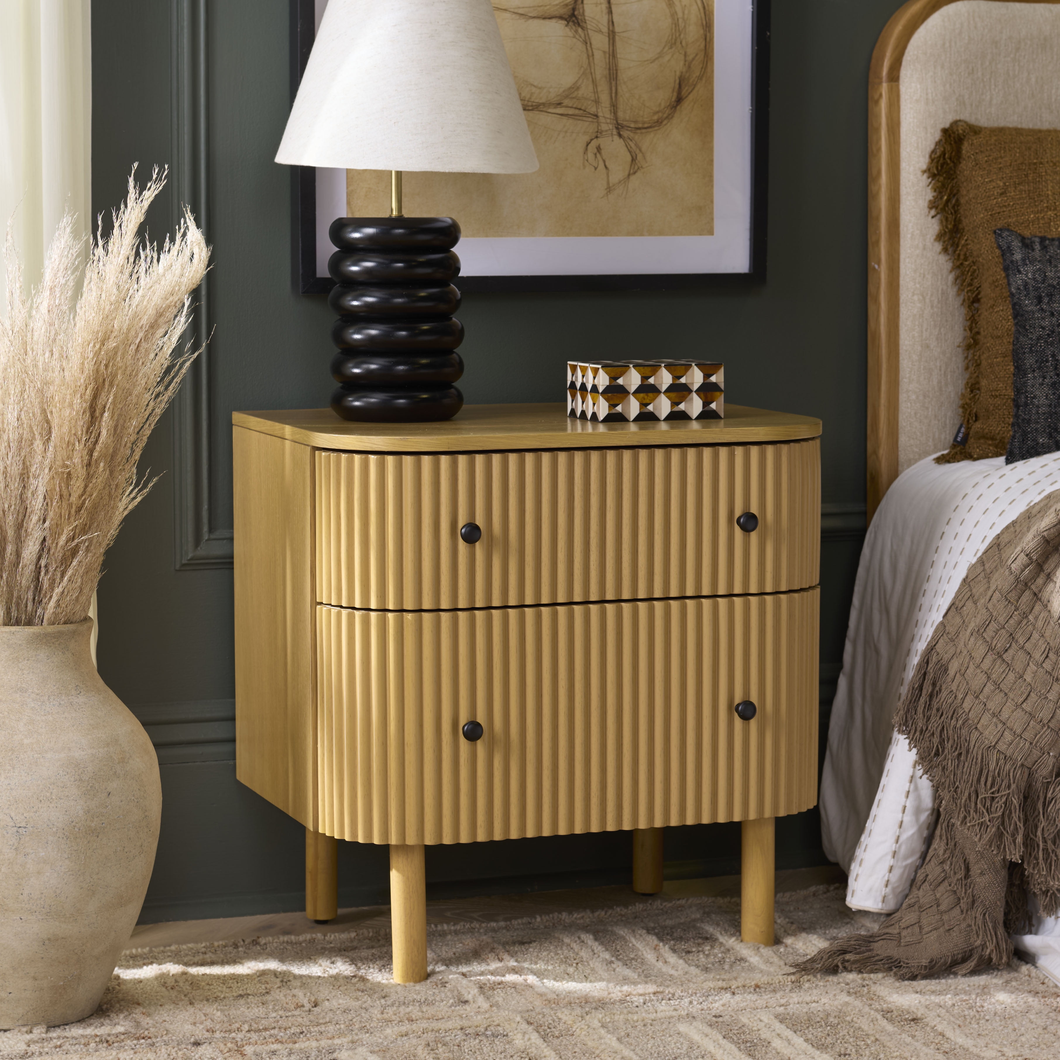Safavieh Himanshu Modern Plywood and Solid Wood Night Stands, Natural ...