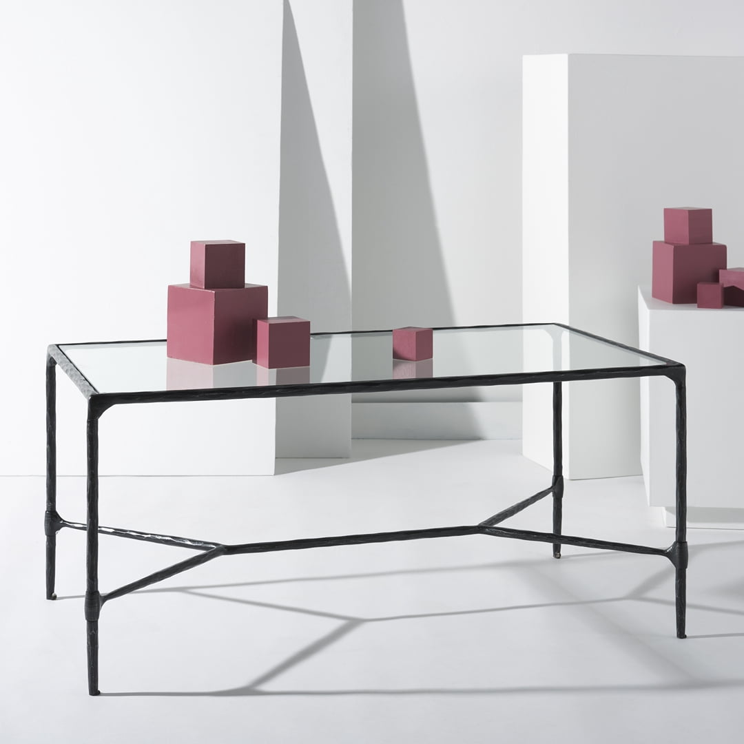 Safavieh Couture Isabellina Metal and Glass Glam Coffee Table, Black ...