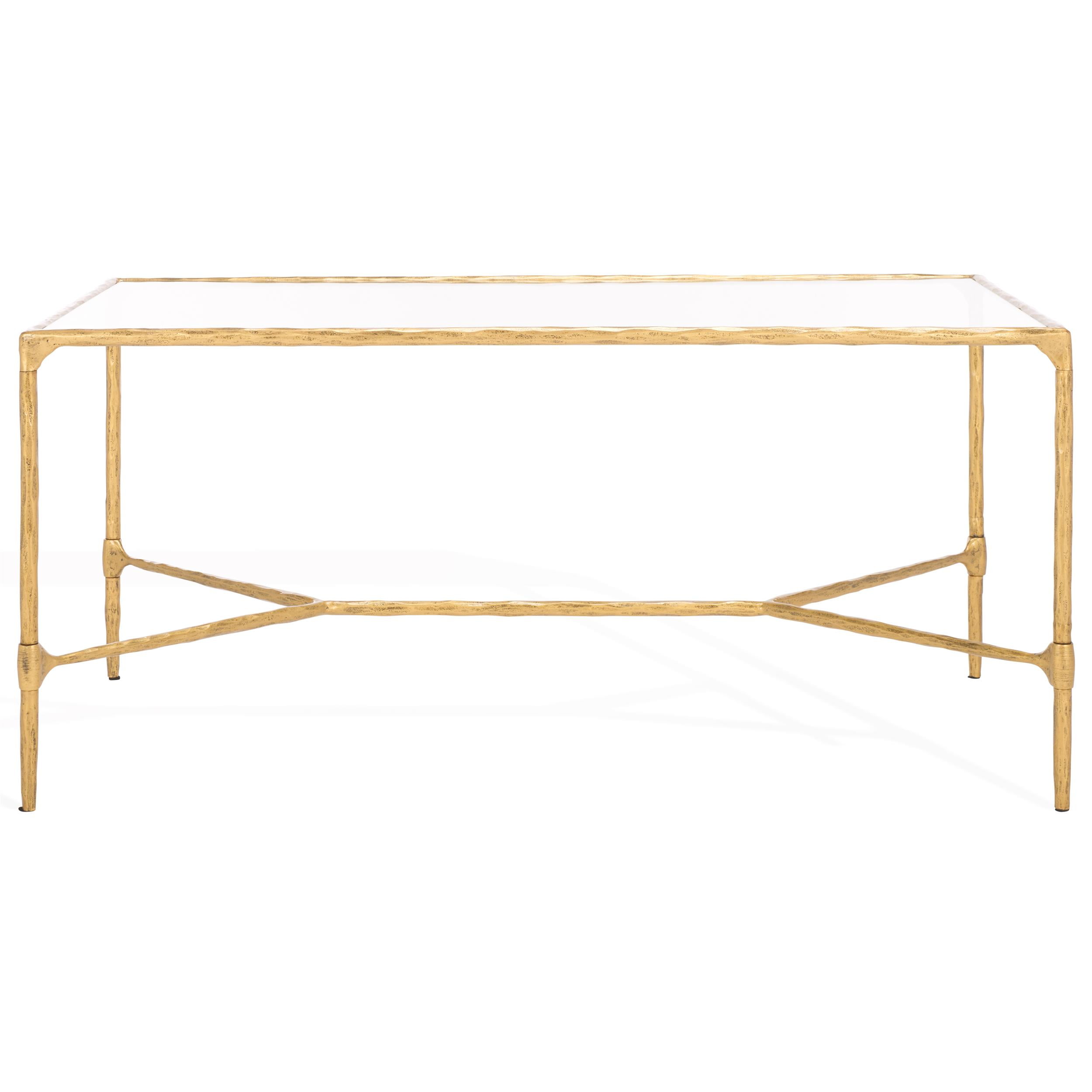 Safavieh Isabellina Iron and Glass Coffee Table in Brass / Clear ...