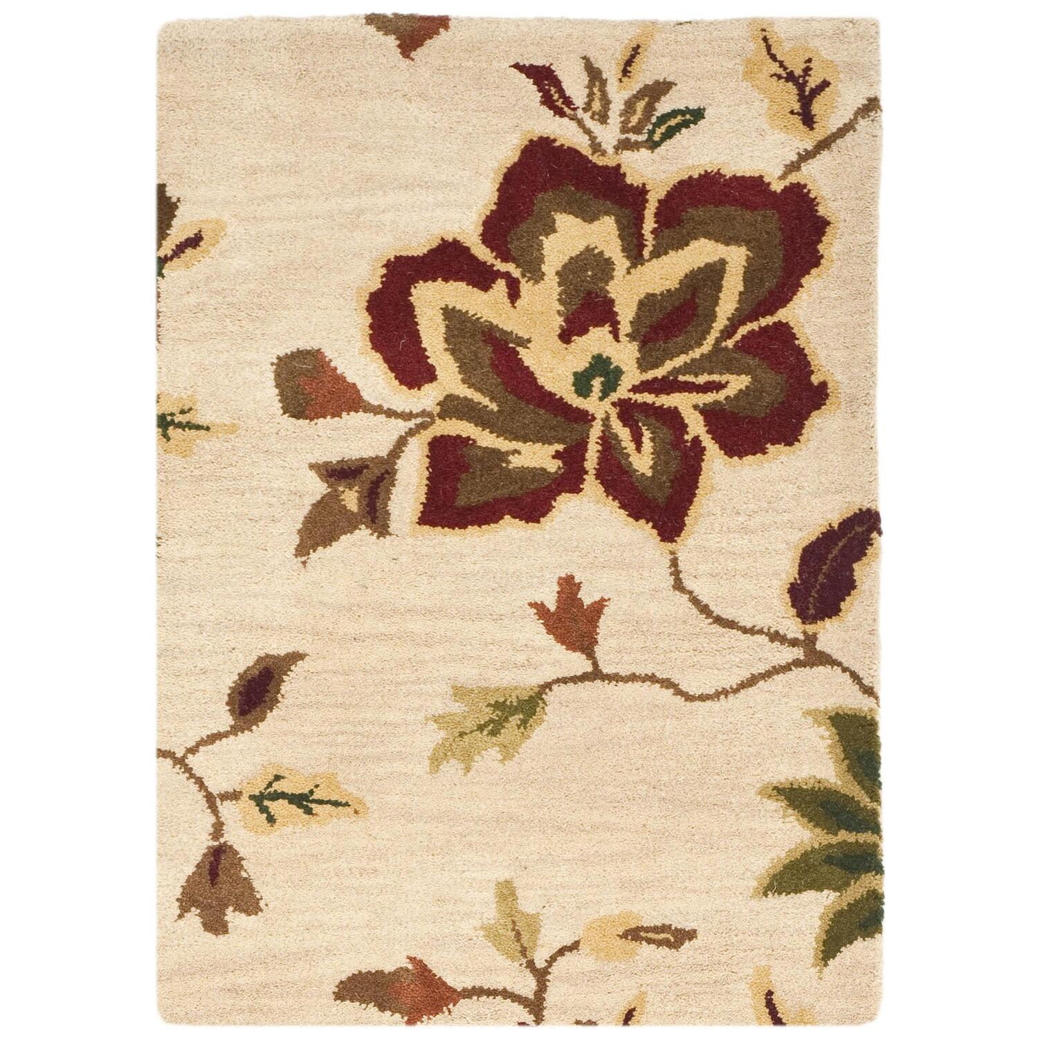 Country & Floral Rug - Jardin Wool Pile -Ivory/Multi-Color:Ivory/Multi ...