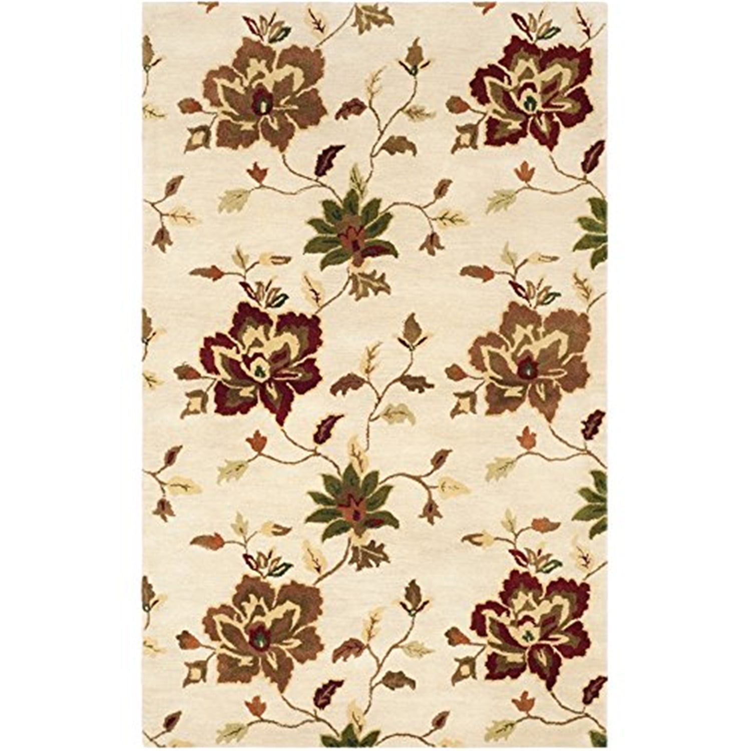 Country & Floral Rug - Jardin Wool Pile -Ivory/Multi-Color:Ivory/Multi ...