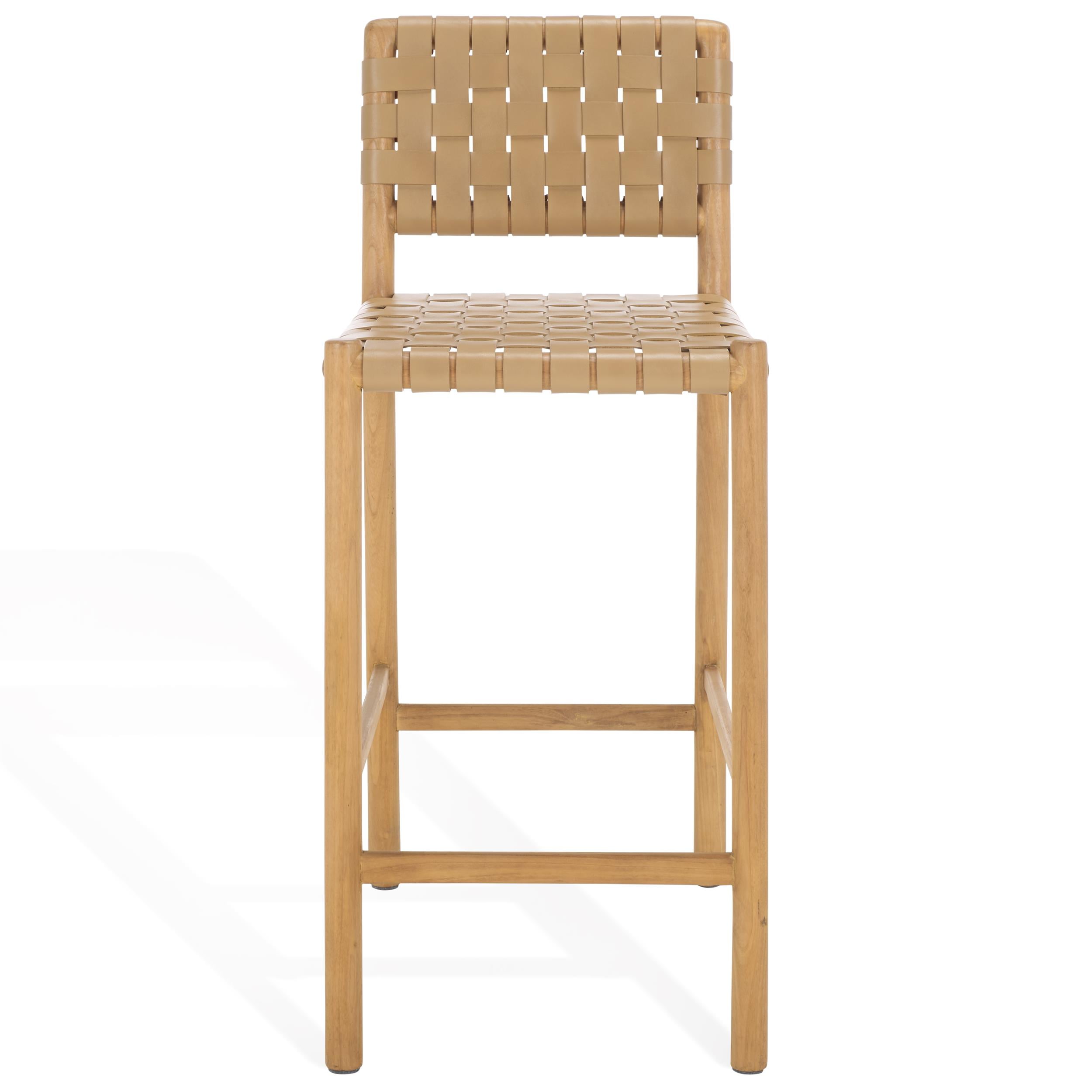 Safavieh Jeremiah Woven Leather Counter Stool in Tan / Natural ...