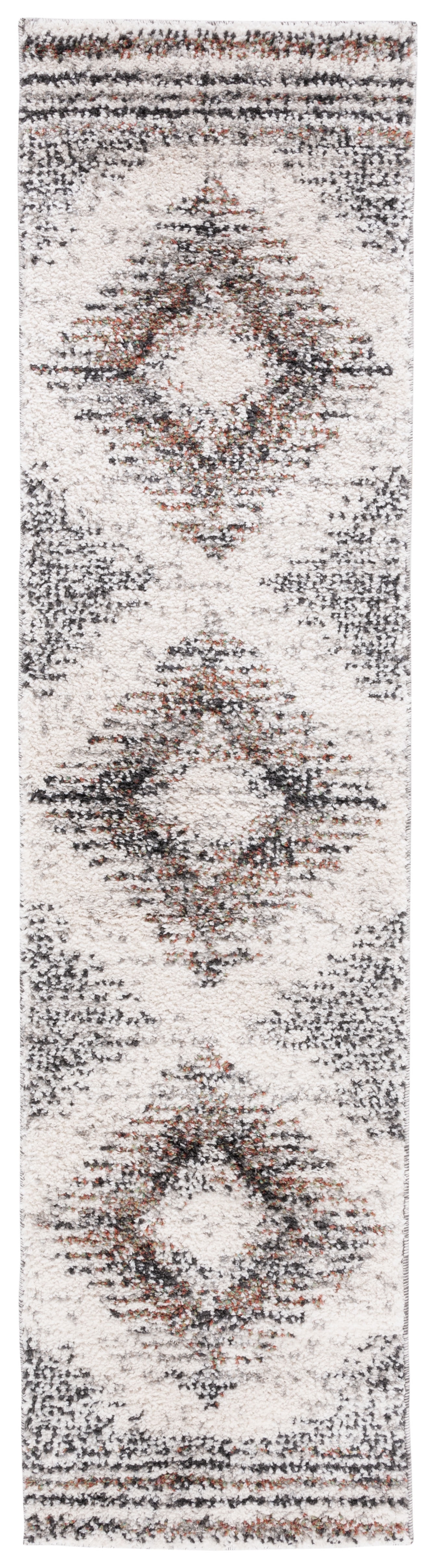 SAFAVIEH Jericho Marjan Aztec Polyester Shag Runner Rug, Black/Rust, 2 ...