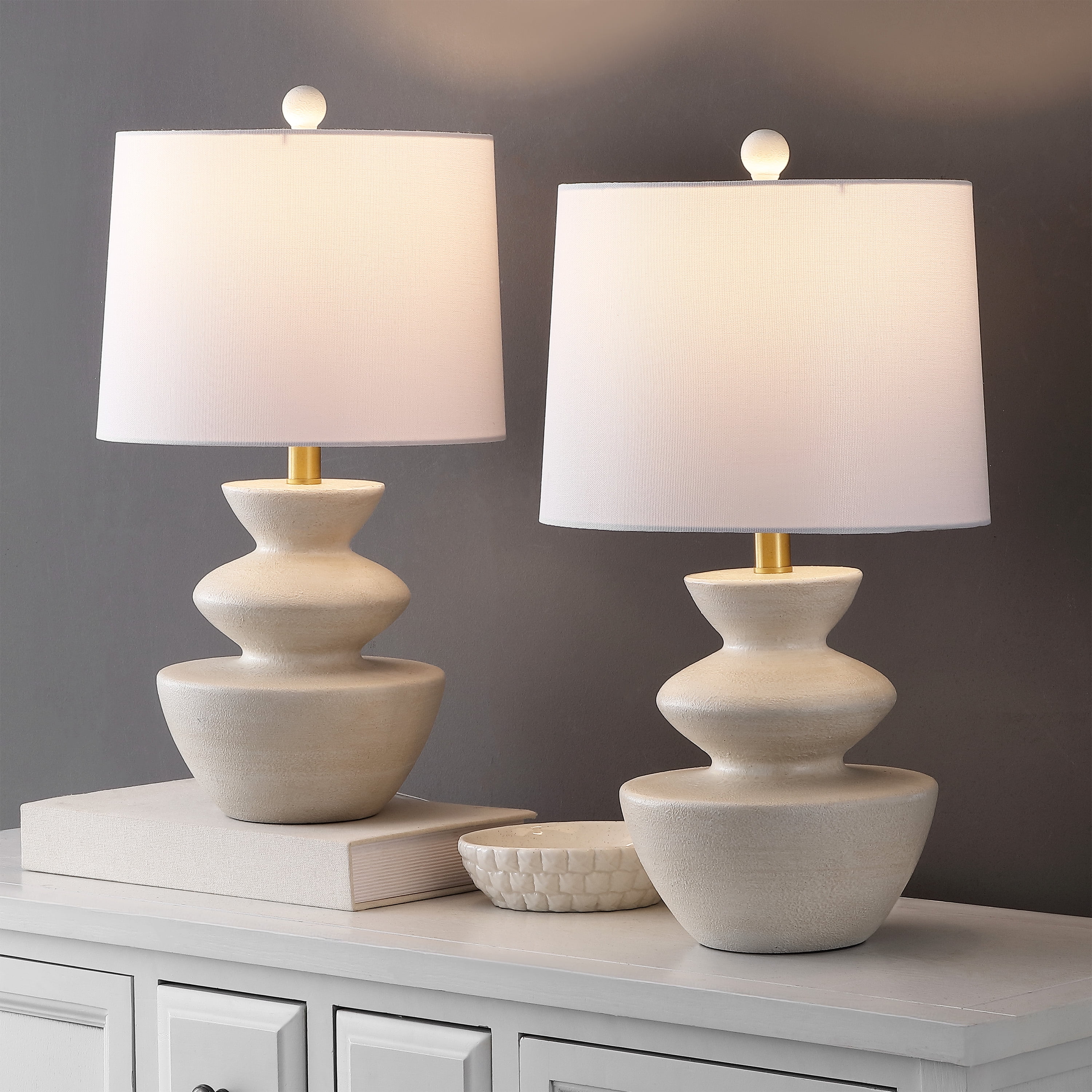 Safavieh Jorden 12" Modern Resin Table Lamp, White, Set of 2 - Walmart.com
