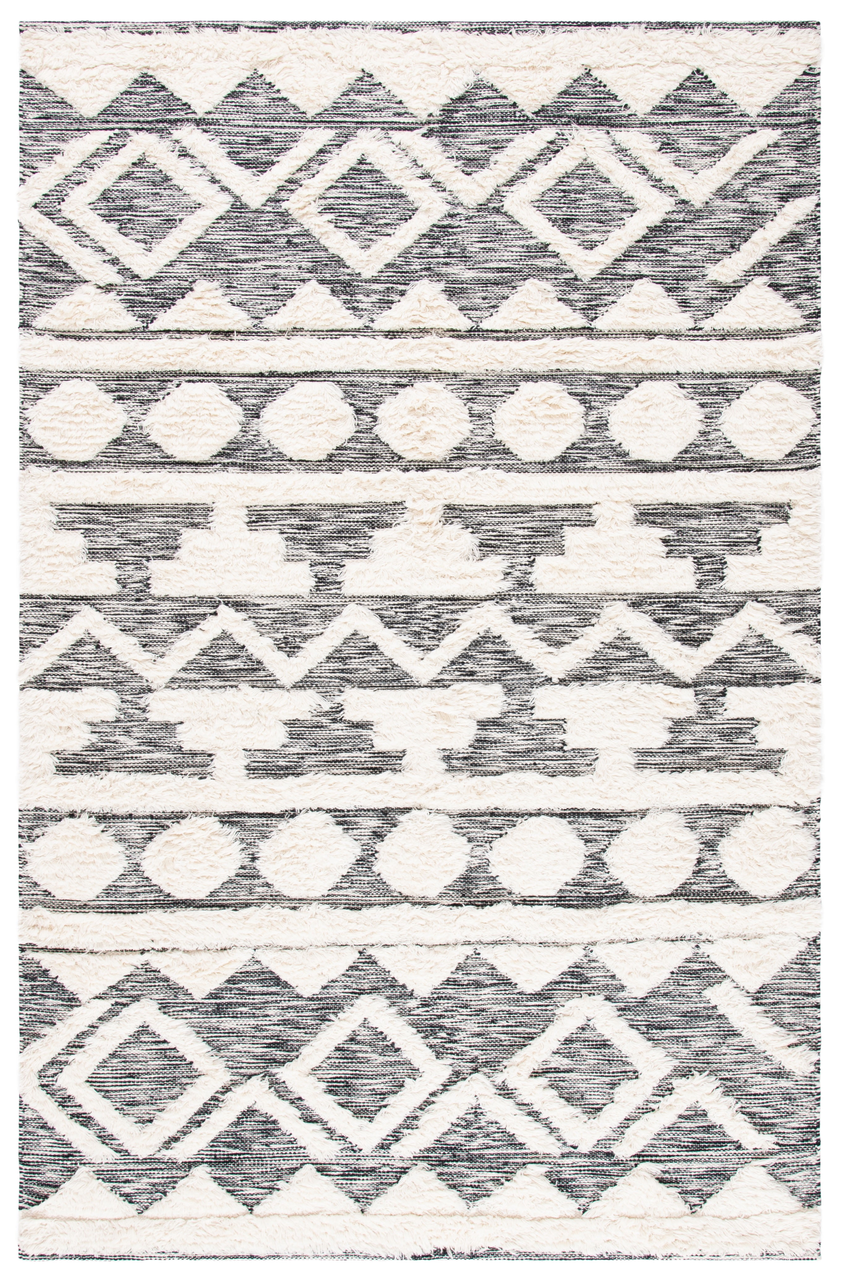 SAFAVIEH Kenya Dacre Southwestern Wool Area Rug, Ivory/Black, 6' x 9 ...