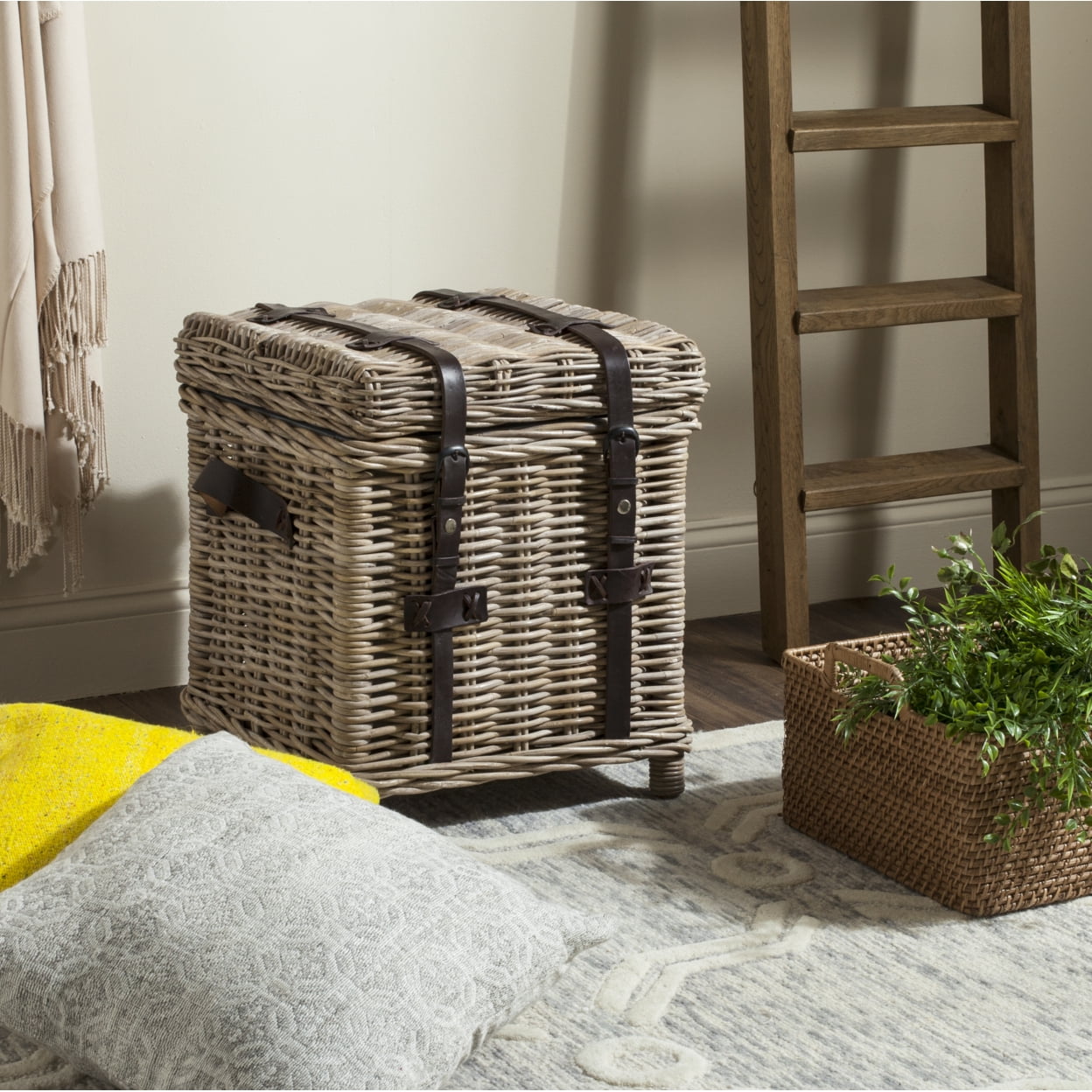 Safavieh Kacia Nautical Wicker Chest, Woven Rattan with Lid, Steamer ...