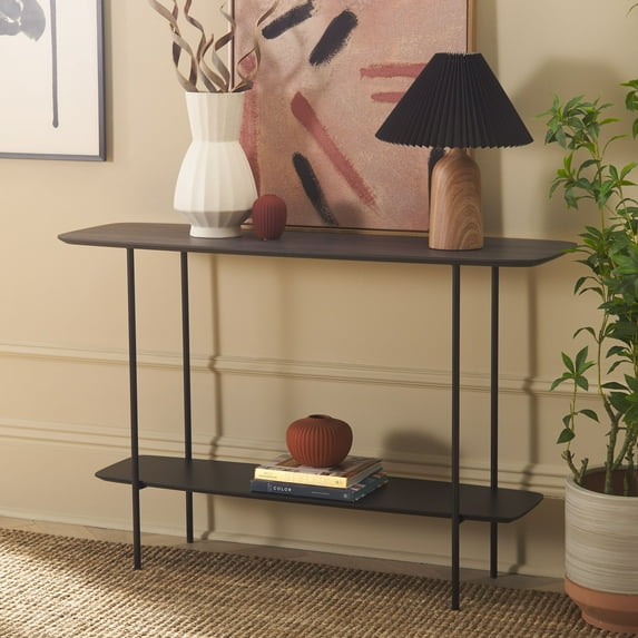 Safavieh Kayleigh Modern Wood and Metal Console Table, Dark Gray Oak ...