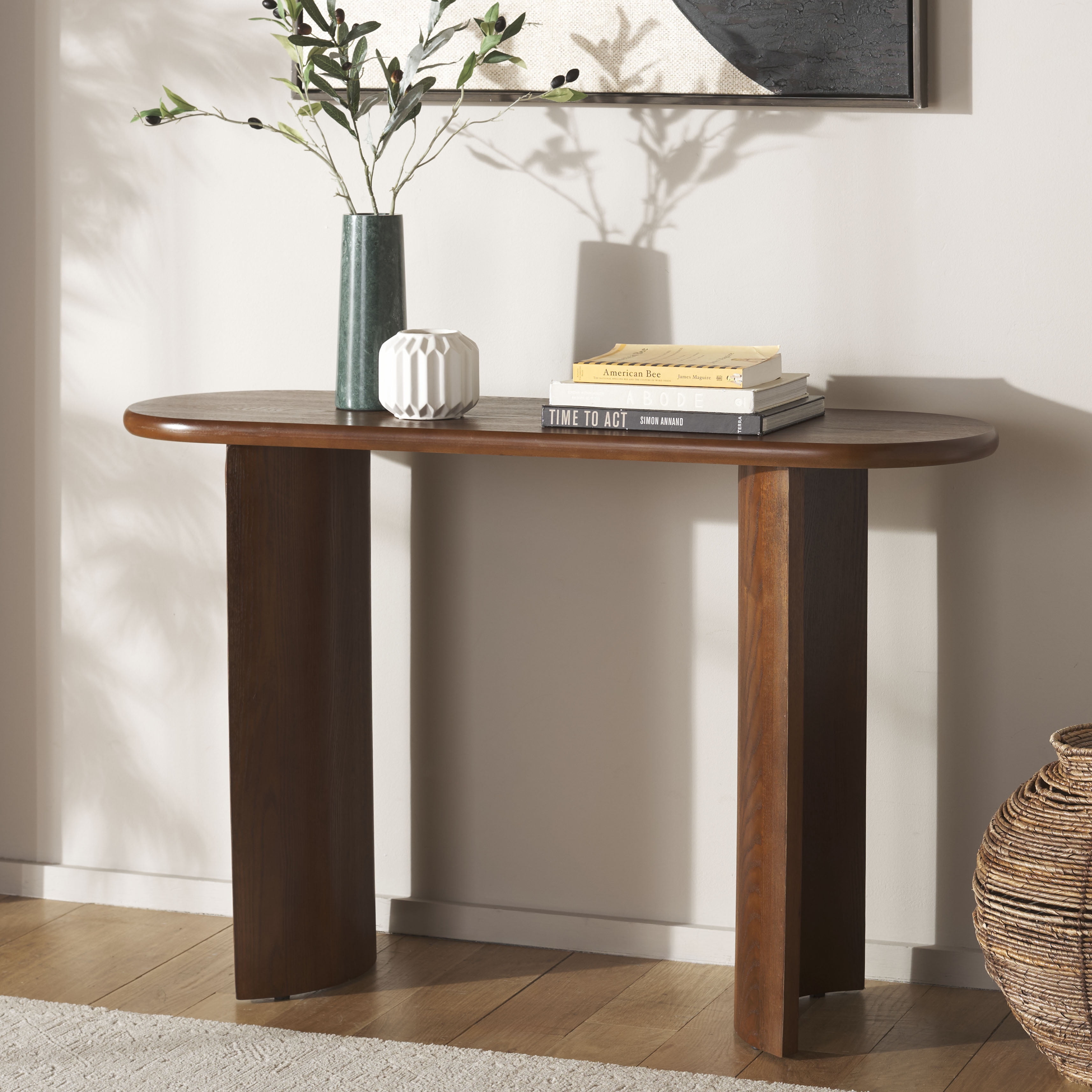 Safavieh Koka Mid-Century Ribbed Wood Console Table, Walnut - Walmart.com