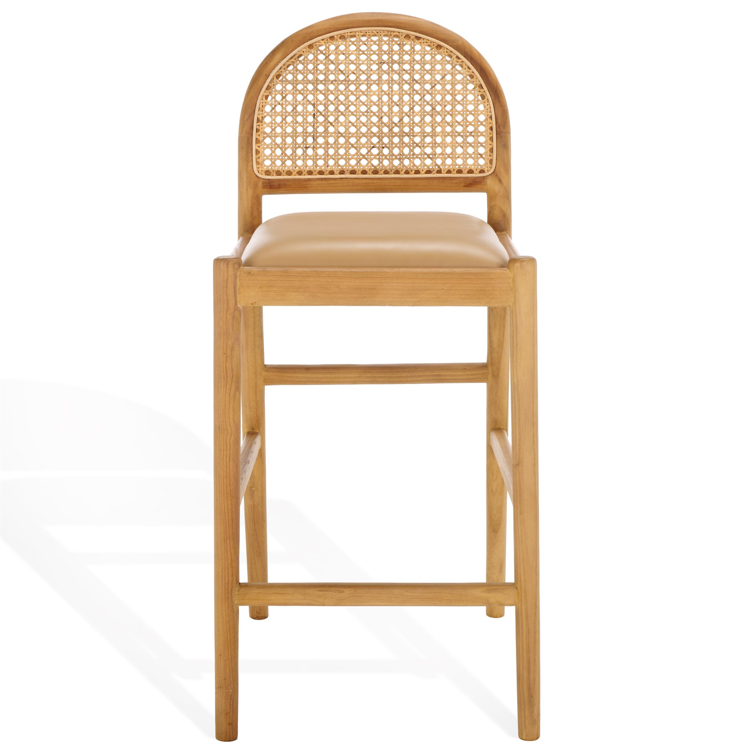 Safavieh Laylie Rattan And Leather Counter Stool in Tan / Natural ...