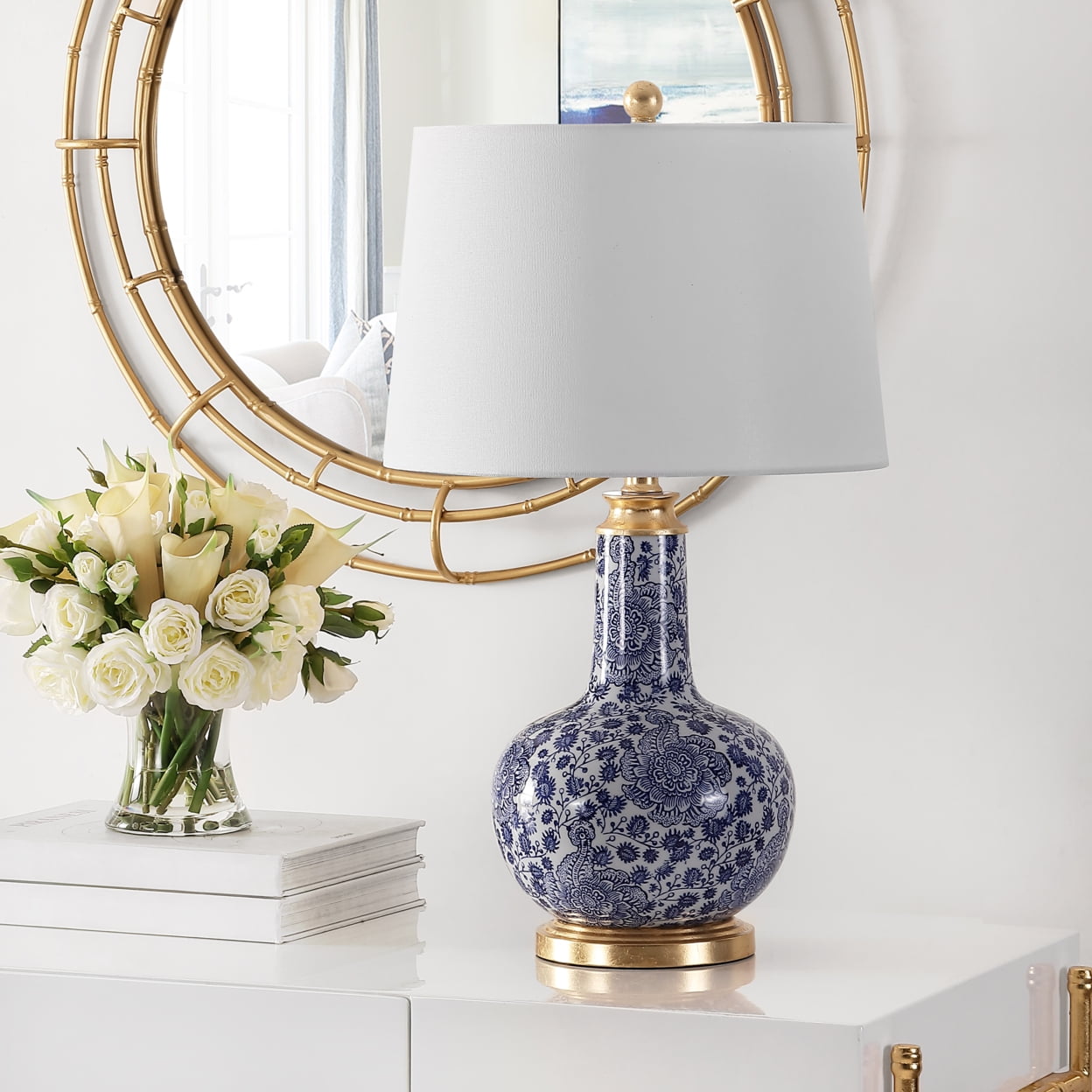 Safavieh Leia 25.5 in. Floral Ceramic Table Lamp, Blue - Walmart.com