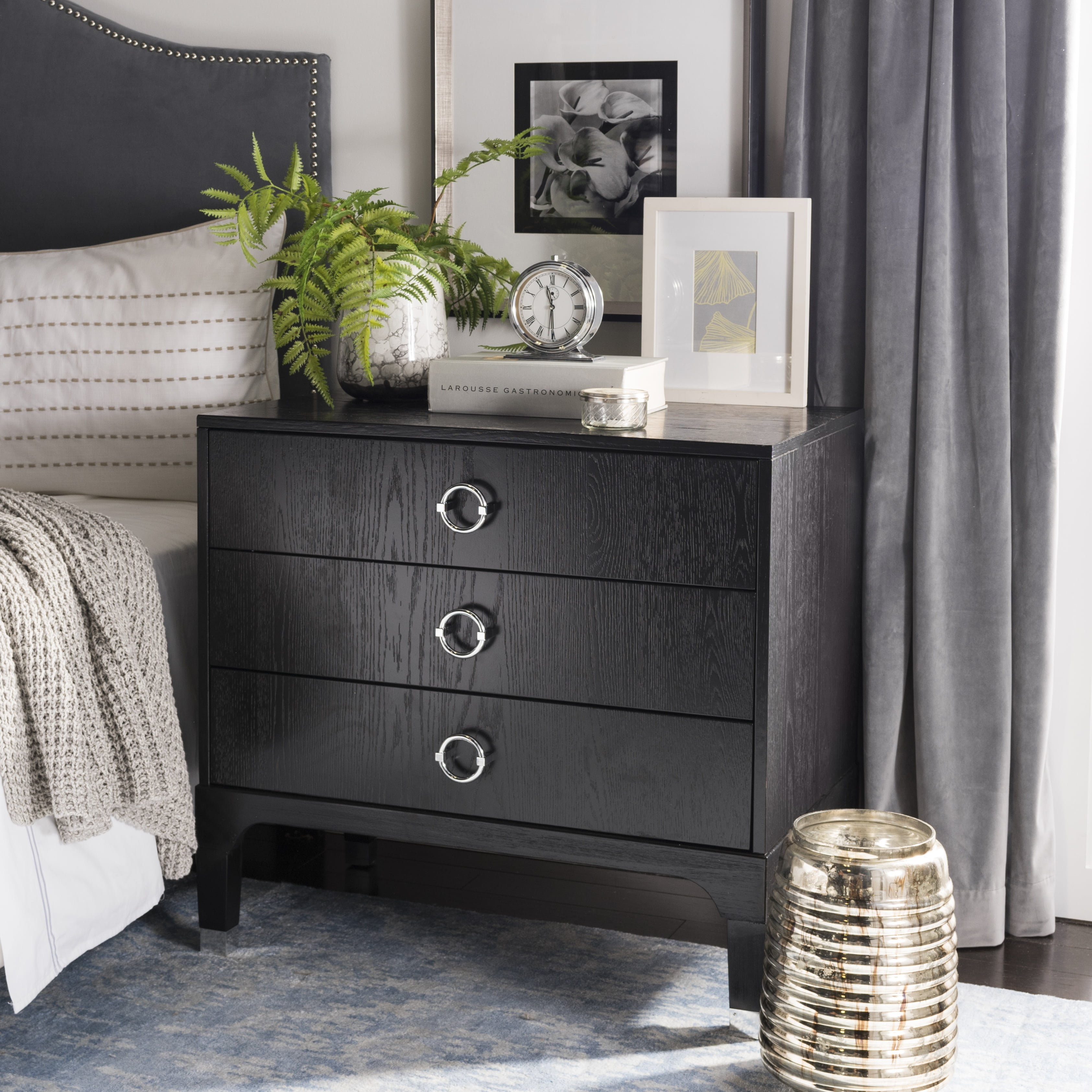 Safavieh Lorna 3 Drawer Contemporary Night Stand Navy