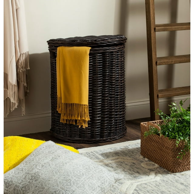 Safavieh Manzu Nautical Wicker Hamper with Liner and Removable Lid ...